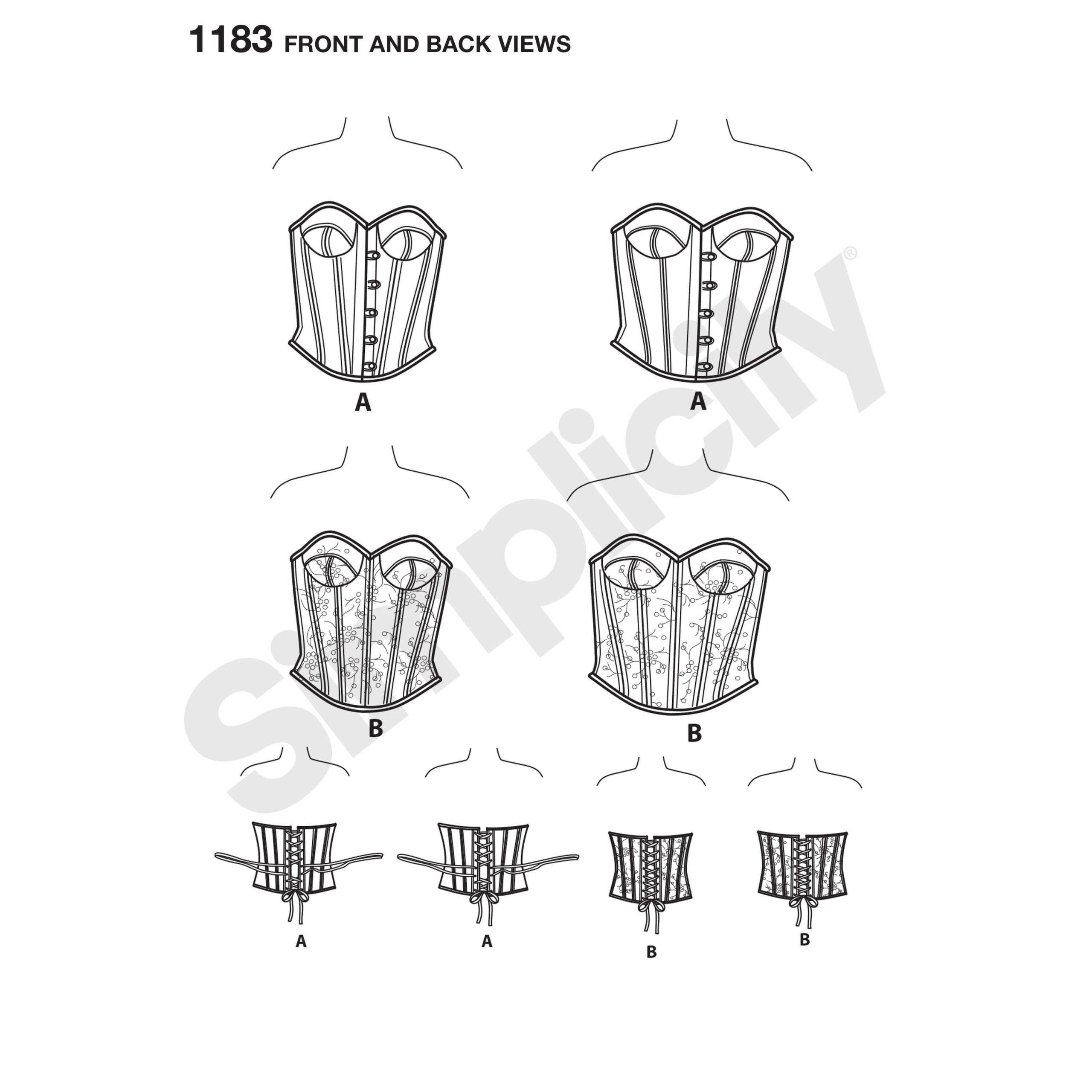Simplicity Sewing Pattern 1183 Misses’ and Plus Size Corsets - Sewdirect