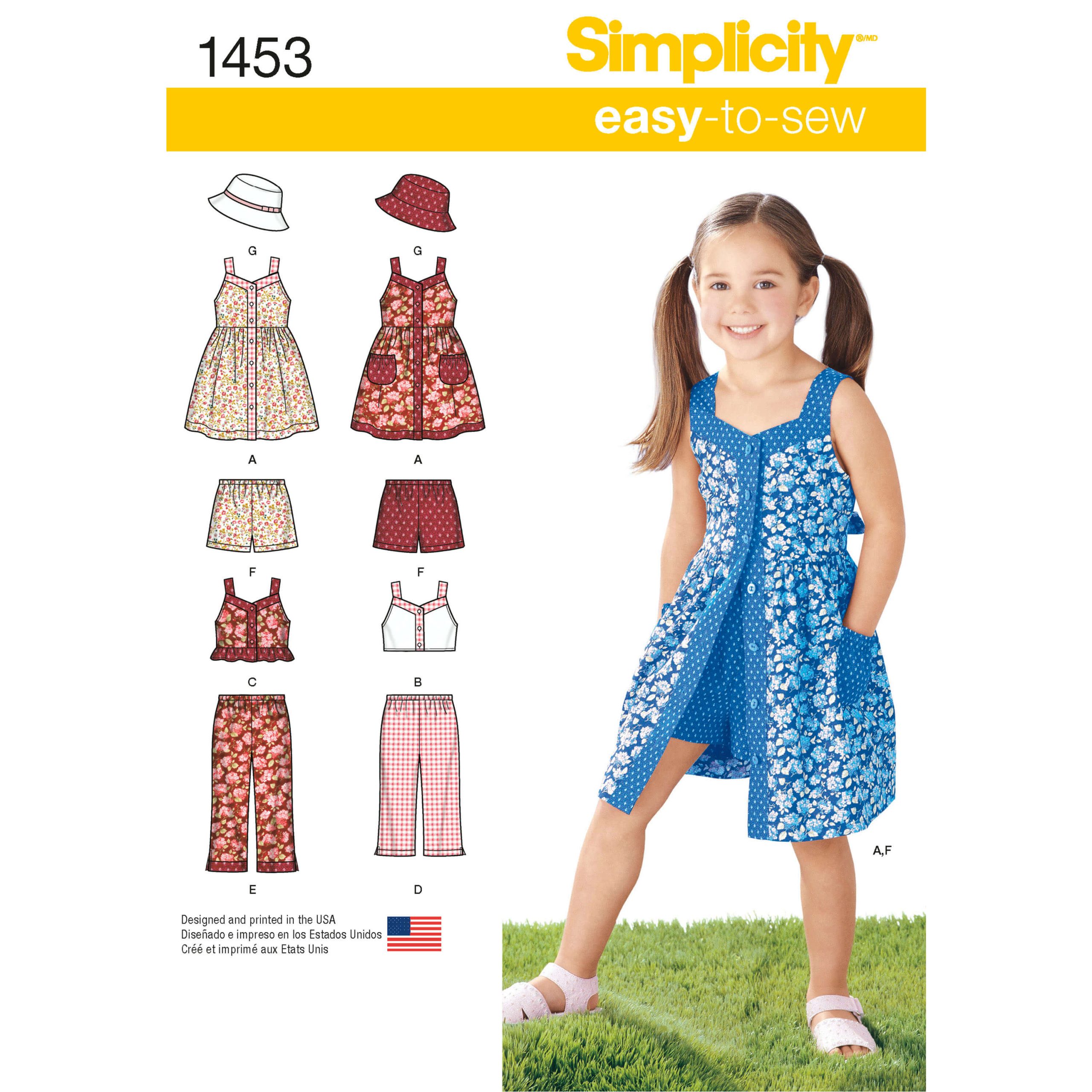Simplicity Sewing Pattern 1453 Child’s Dress, Top, Trousers or Shorts ...