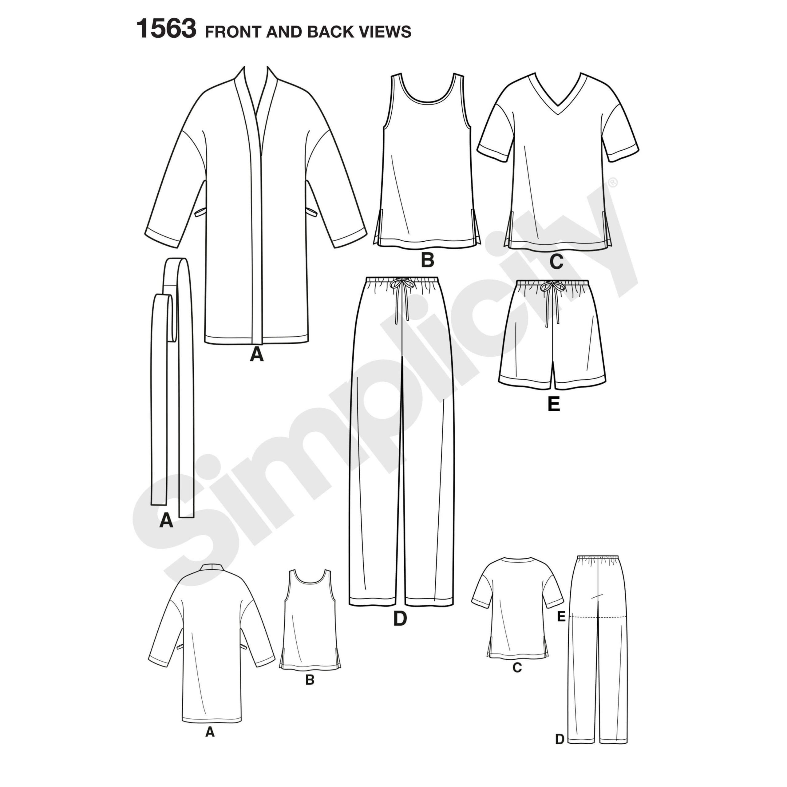 Simplicity Sewing Pattern 1563 Misses’ Men’s and Teens’ Sleepwear ...