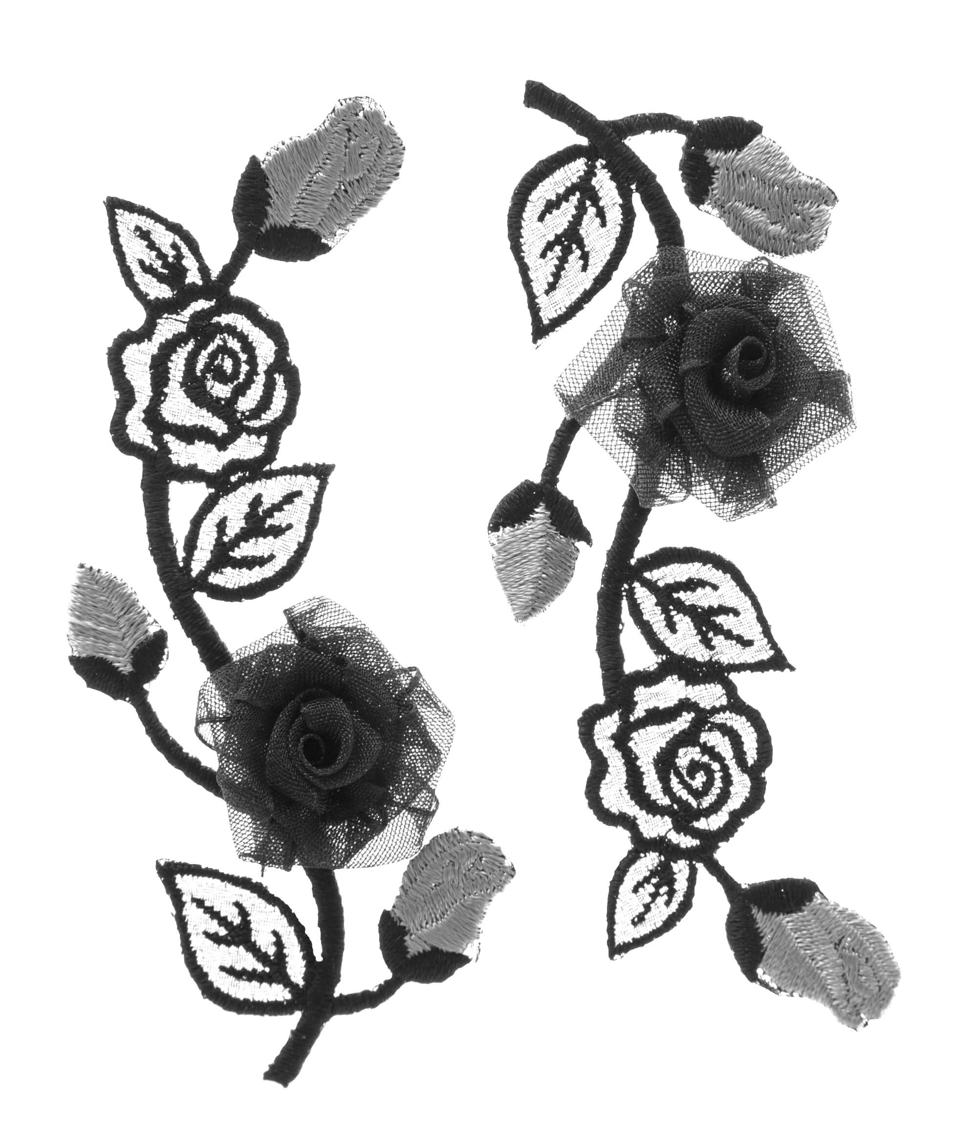 LARGE SHEER FLOWERS - BLACK - Sewdirect