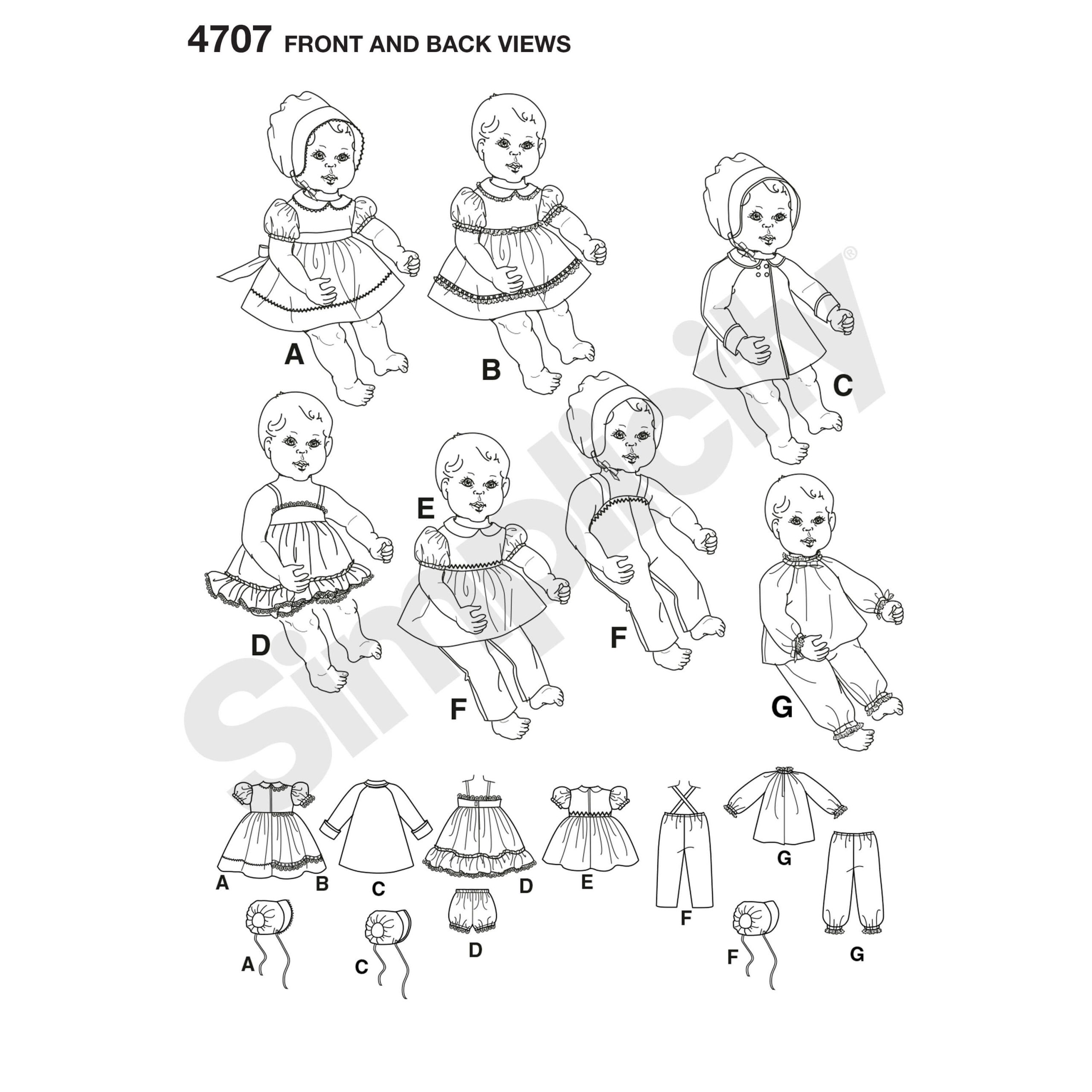 Simplicity Sewing Pattern 4707 15″ Baby Doll Clothes - Sewdirect