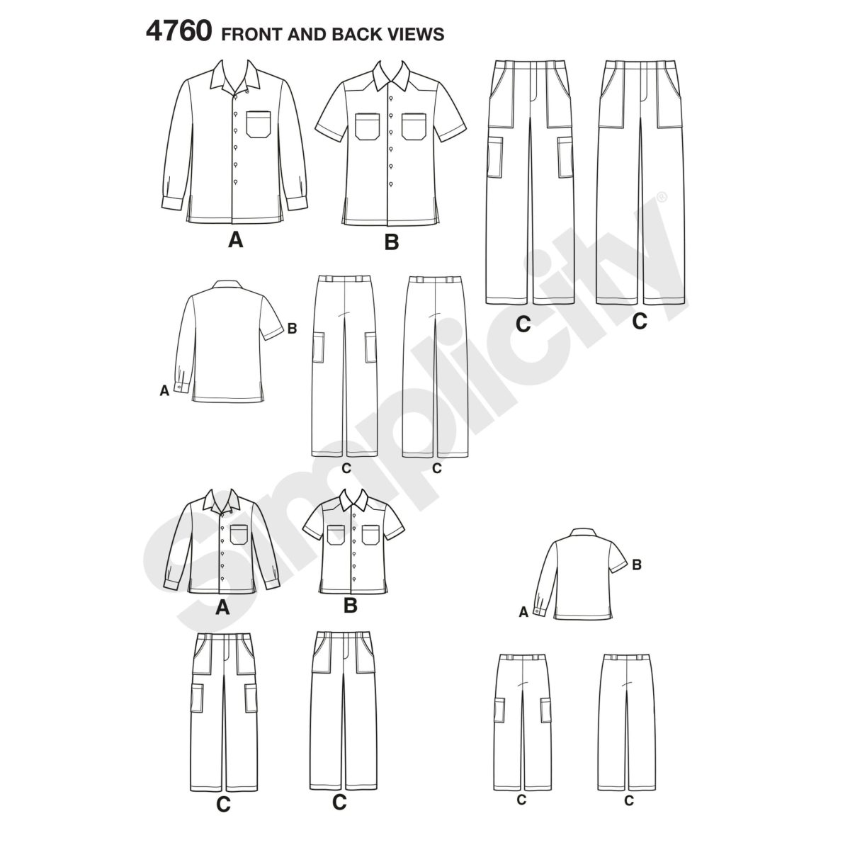 Simplicity Sewing Pattern 4760 Boys and Men Shirts and Trousers - Sewdirect