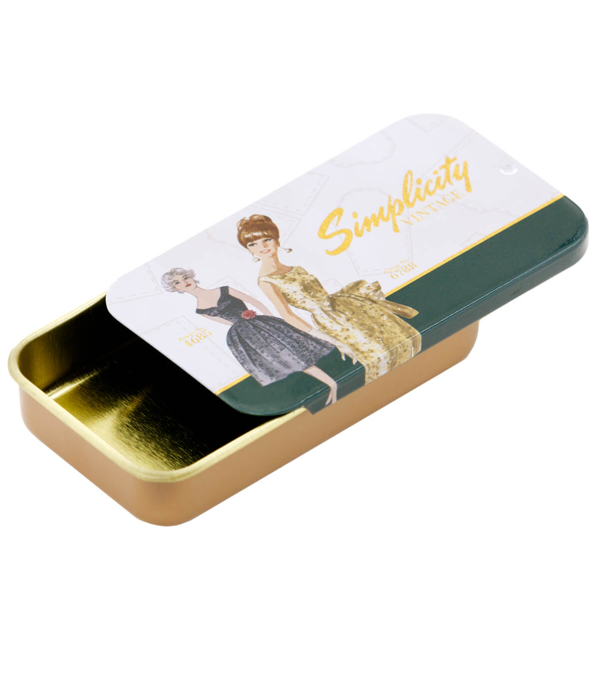 SIMPLICITY VINTAGE SMALL SLIDING LID TIN - GREEN - Sewdirect