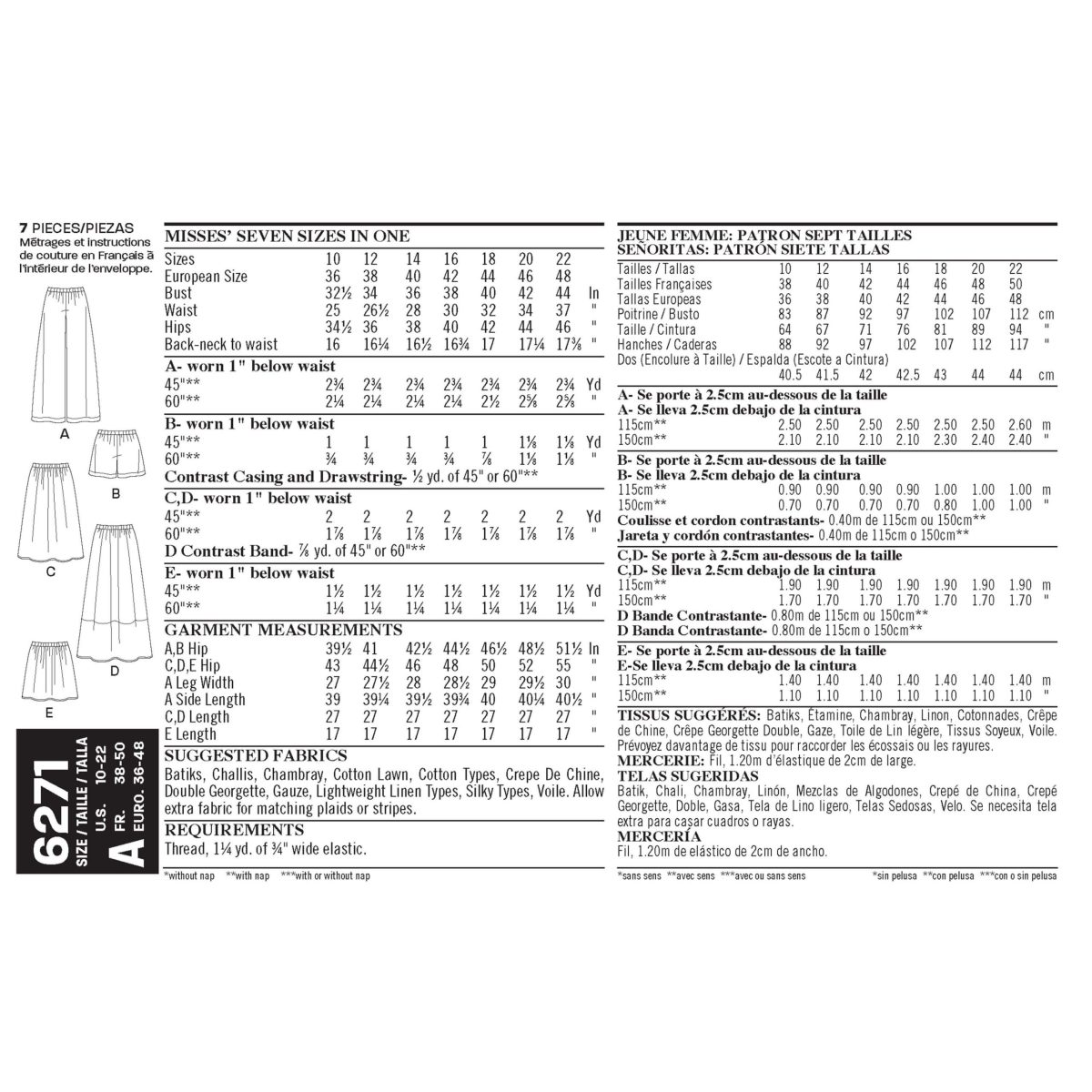 New Look Sewing Pattern N6271 Misses’ Skirt in Three Lengths and ...