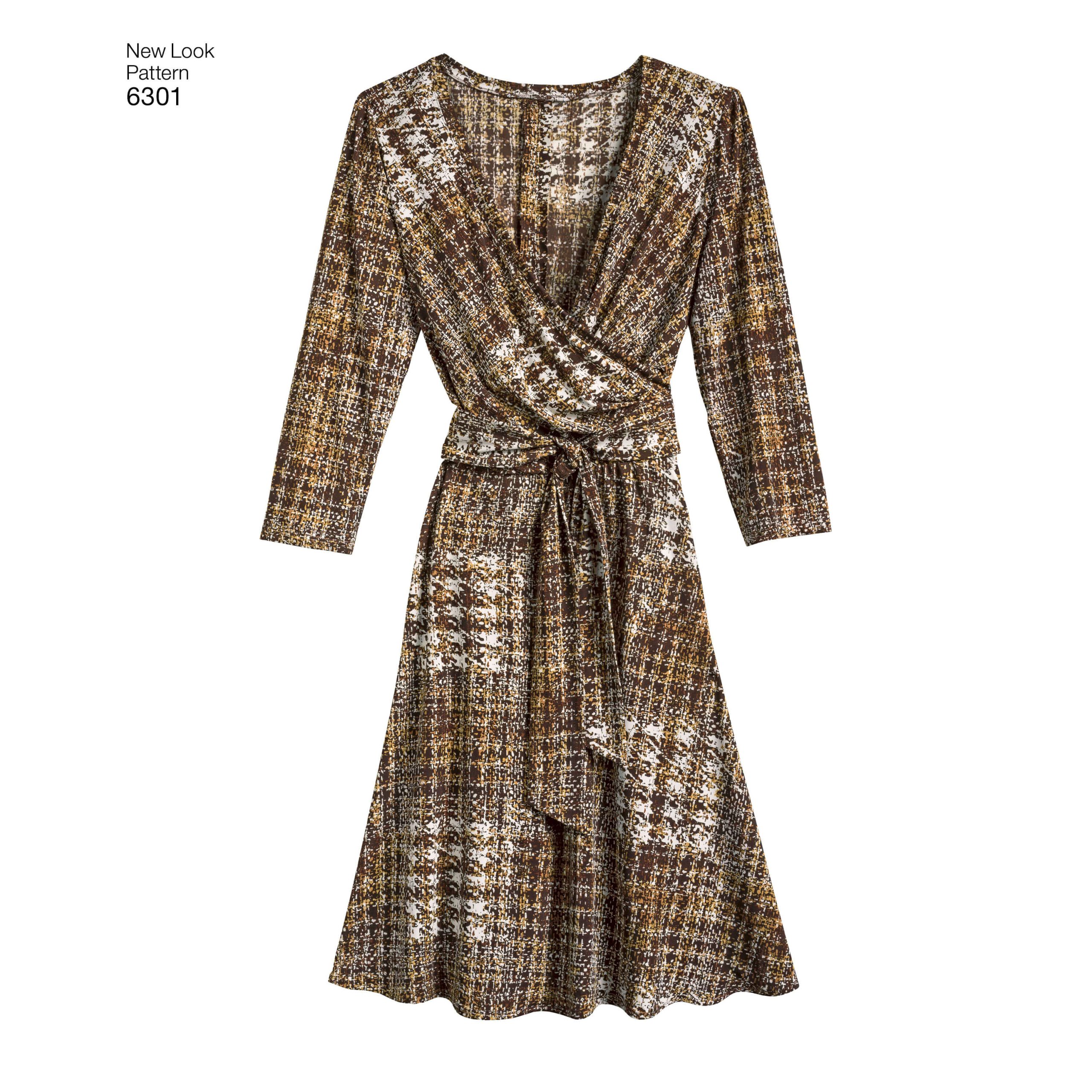 New Look Sewing Pattern N6301 Misses’ Mock Wrap Knit Dress - Sewdirect