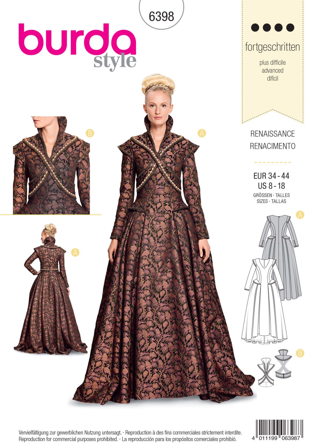 Burda Style Pattern B6398 Women’s Renaissance Dress - Sewdirect