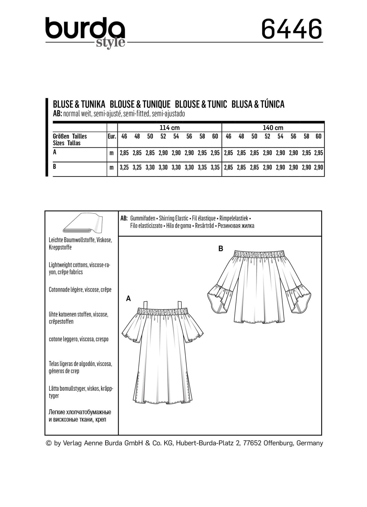 Burda Style Pattern B6446 Women’s Sleeve Variation Top - Sewdirect