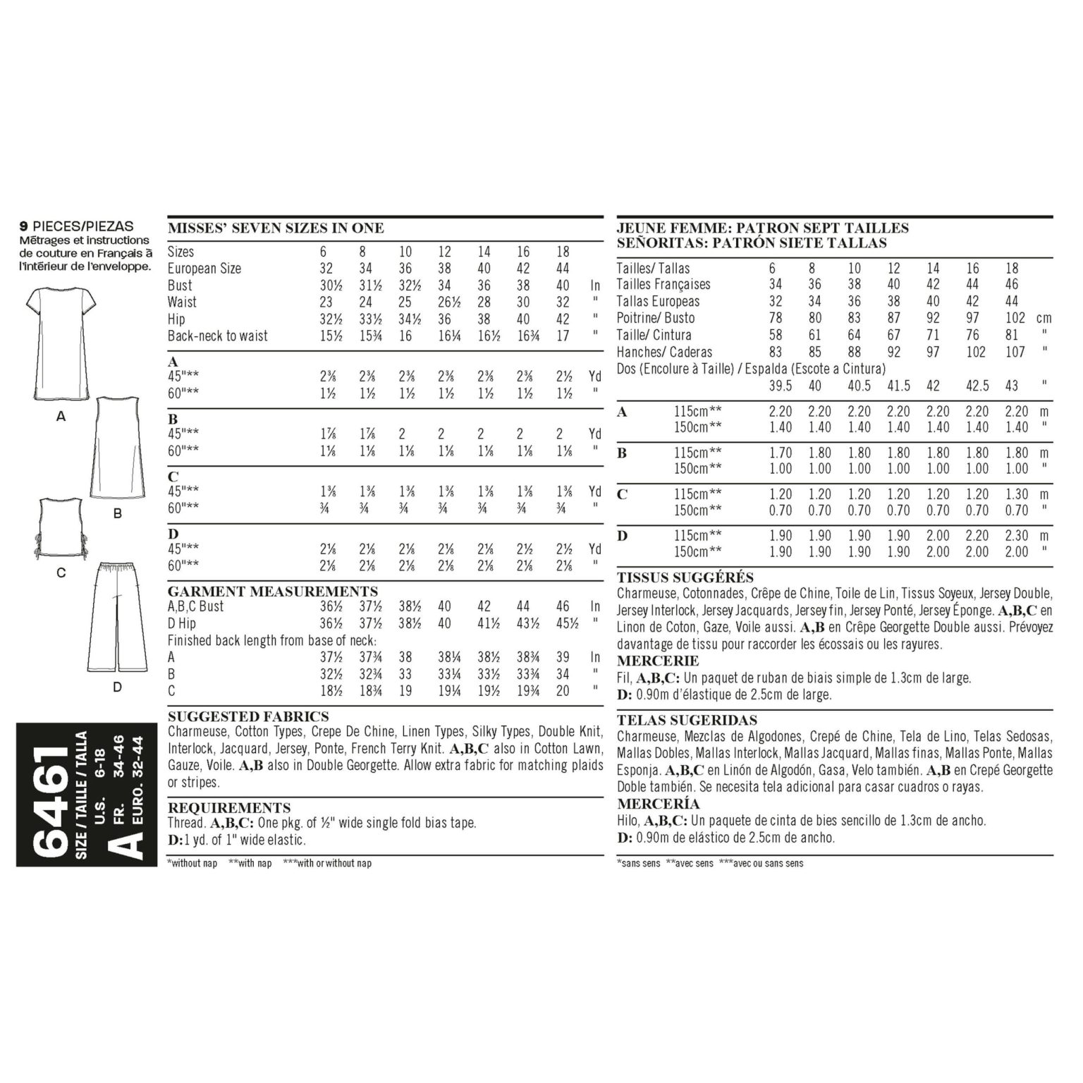 New Look Sewing Pattern N6461 Misses’ Dress, Tunic, Top and Cropped ...