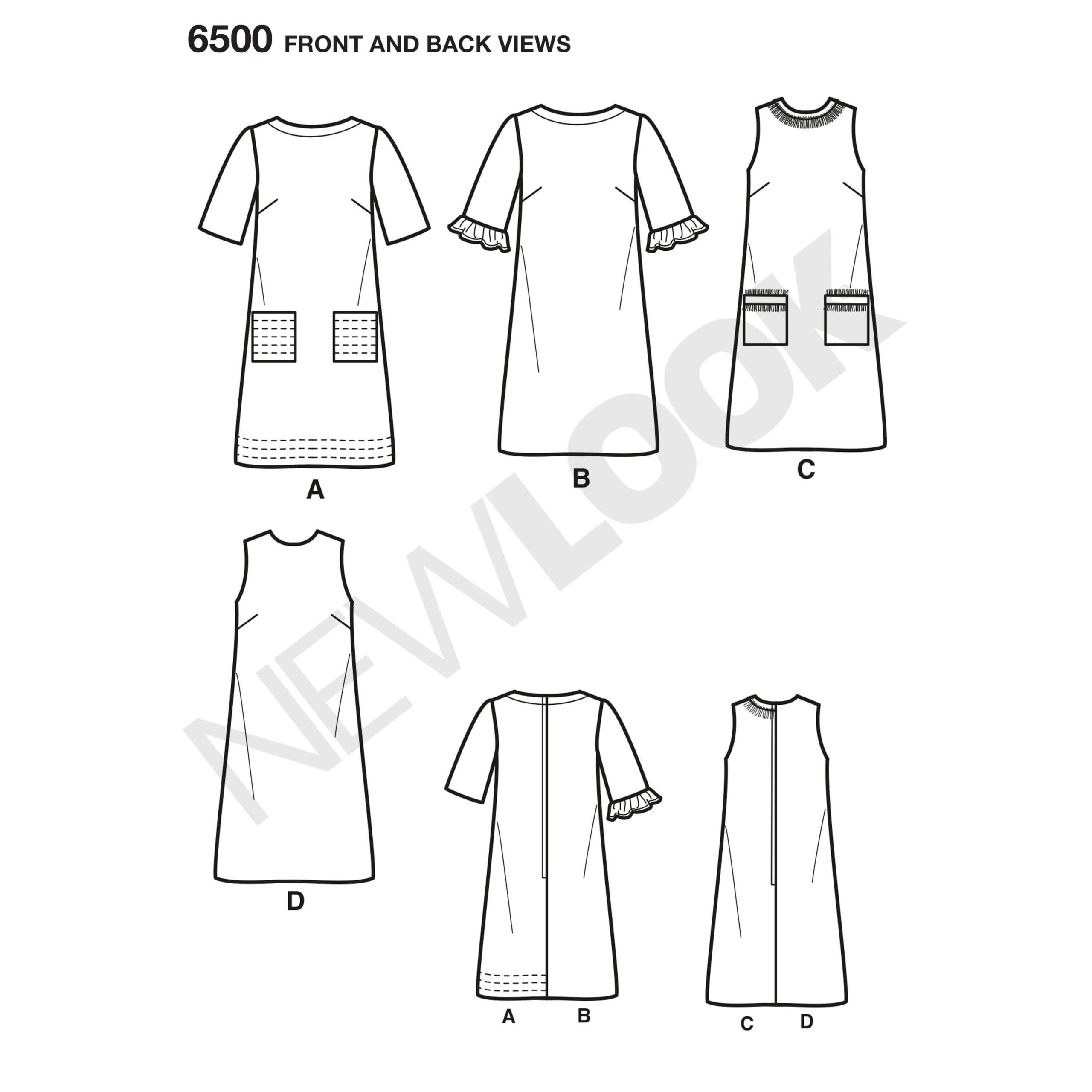 New Look Pattern 6500 Misses Dress with Neckline, Sleeve, and Pocket ...