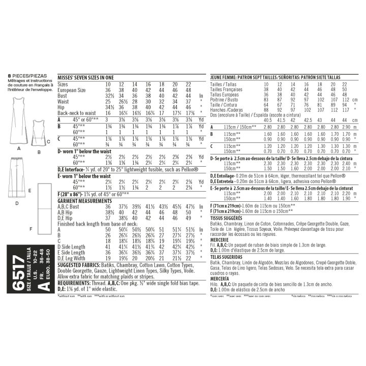 New Look Pattern 6517 Misses’ Dress, Tunic, Top, Trousers, and Scarf ...