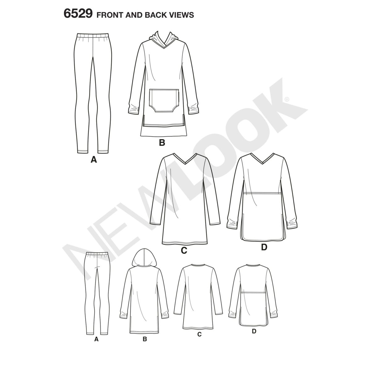 New Look Pattern 6529 Misses’ Knit Tunics and Leggings - Sewdirect