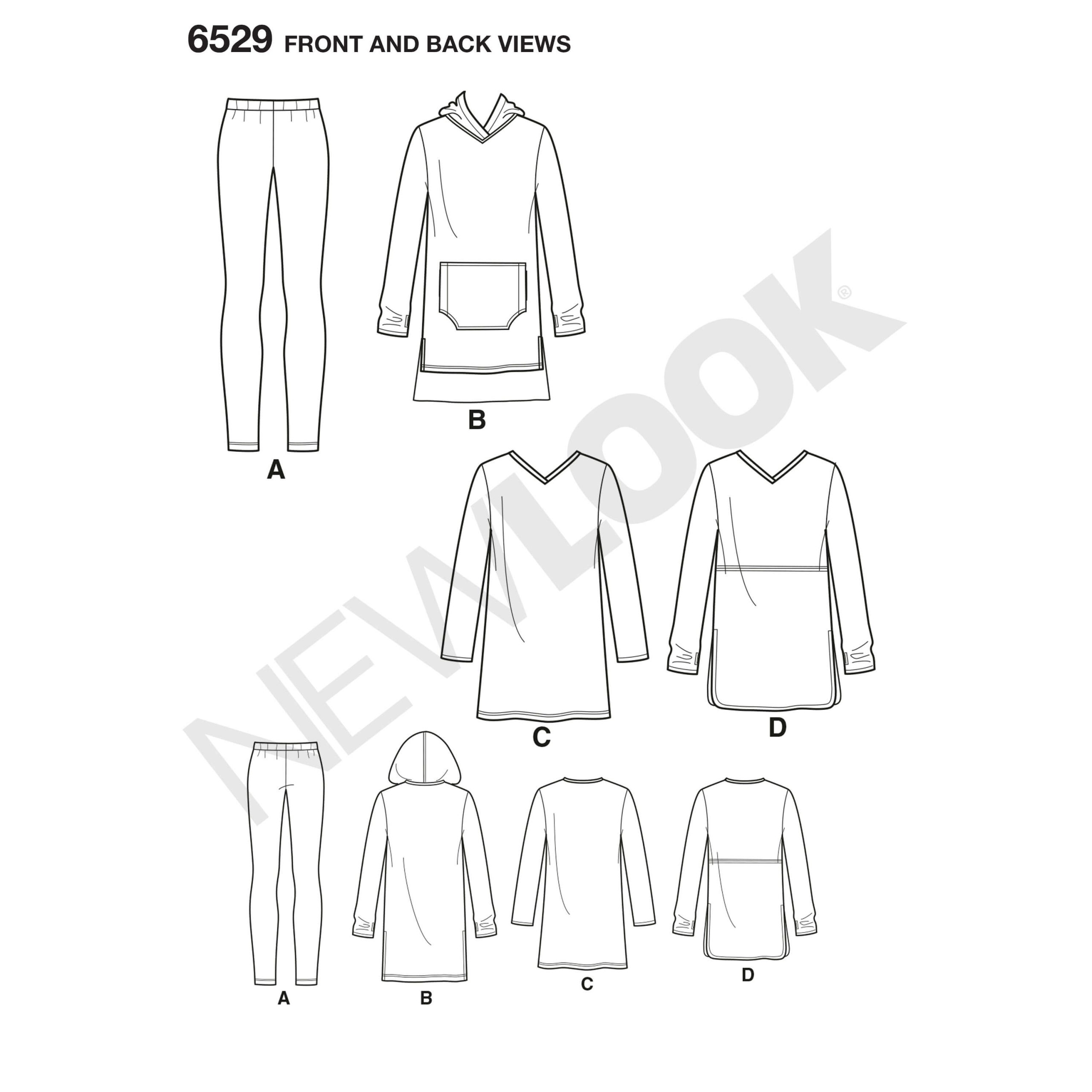 New Look Pattern 6529 Misses’ Knit Tunics and Leggings - Sewdirect