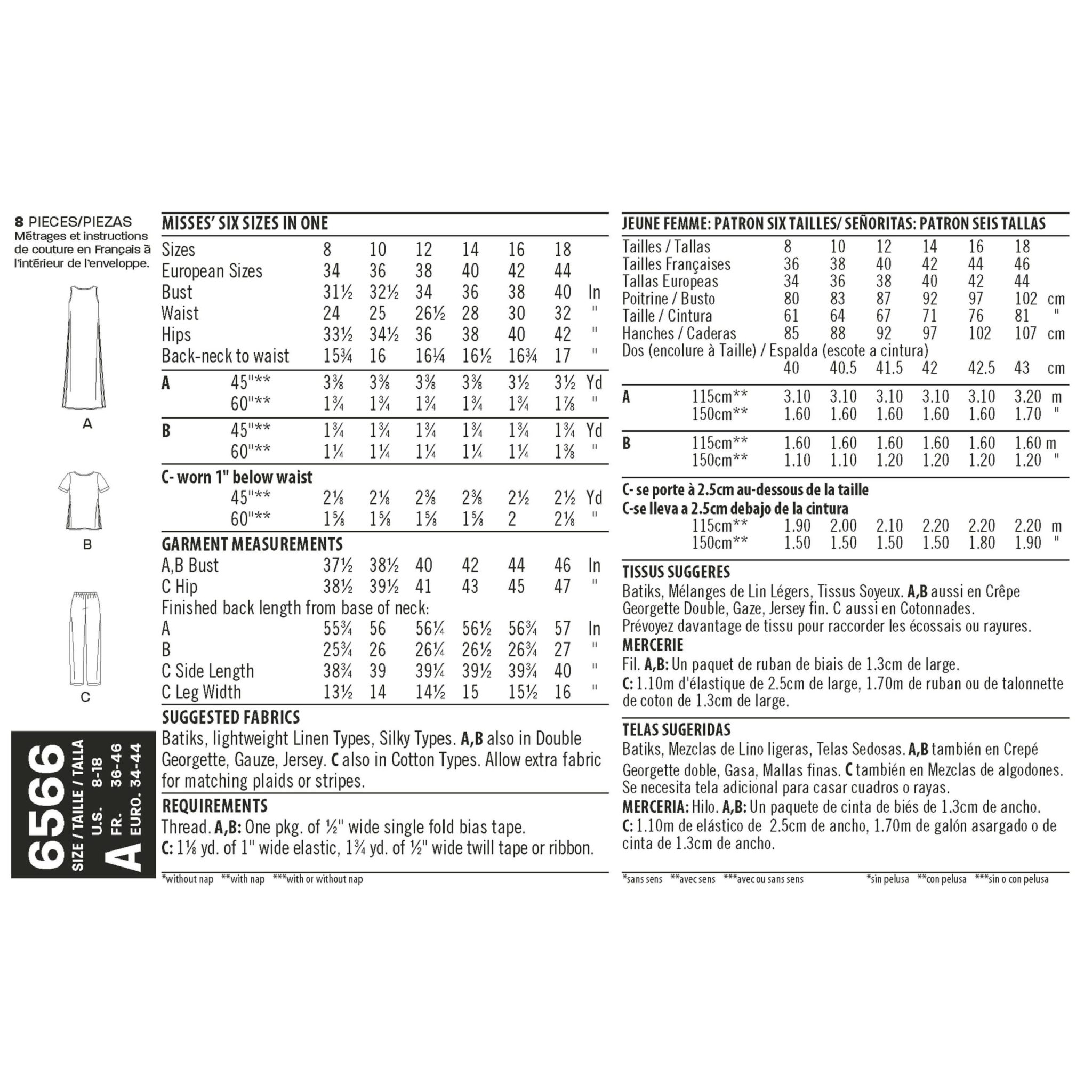 New Look Pattern 6566 Misses’ Tunic, Top and Trousers - Sewdirect