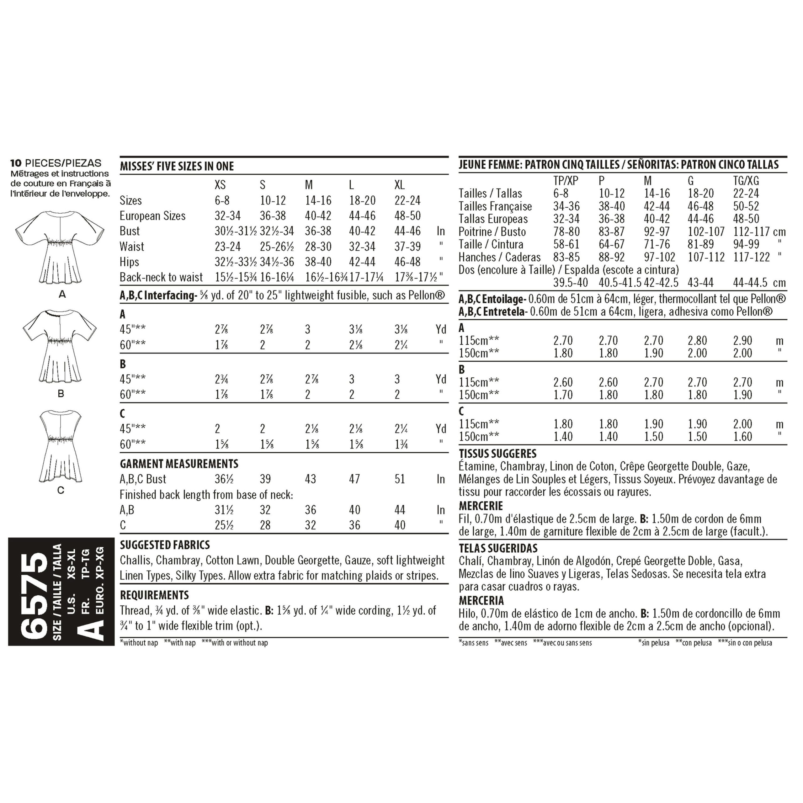 New Look Pattern 6575 Misses’ Tunic Tops - Sewdirect