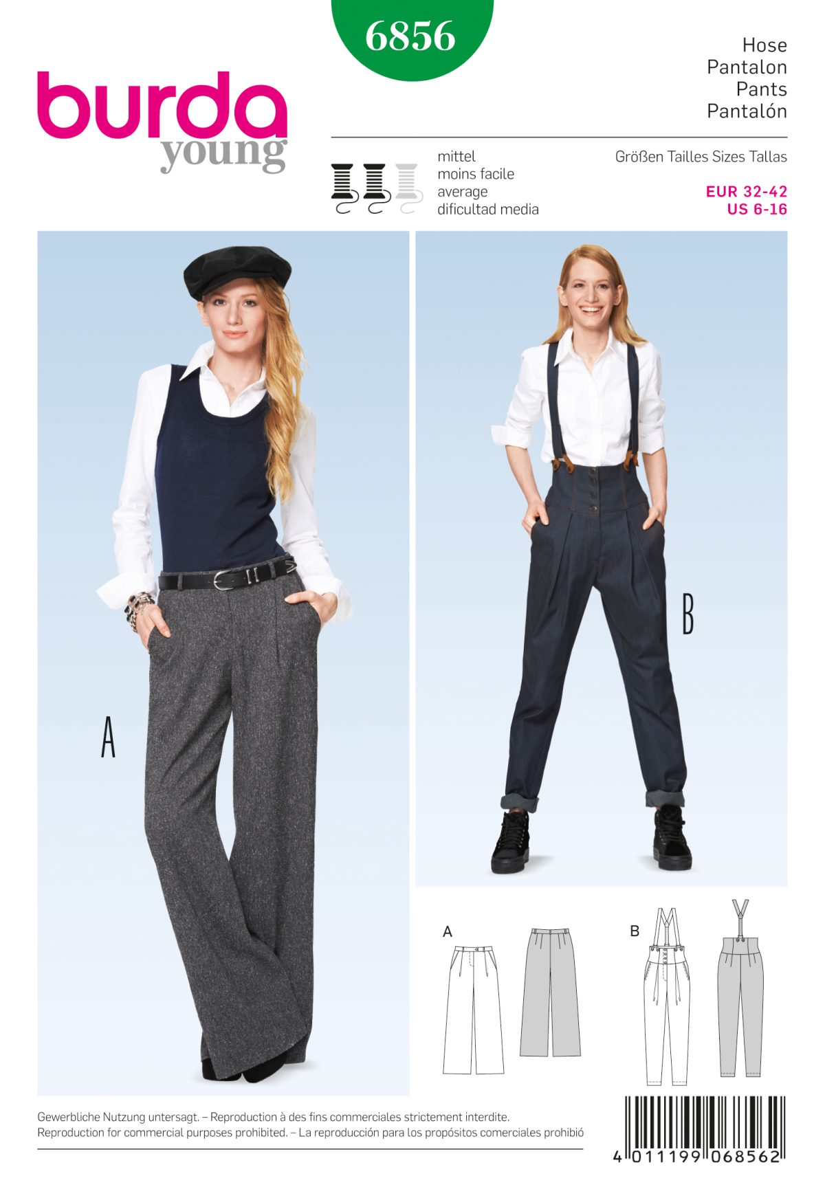 Burda Style B6856 Trousers with or without braces - Sewdirect