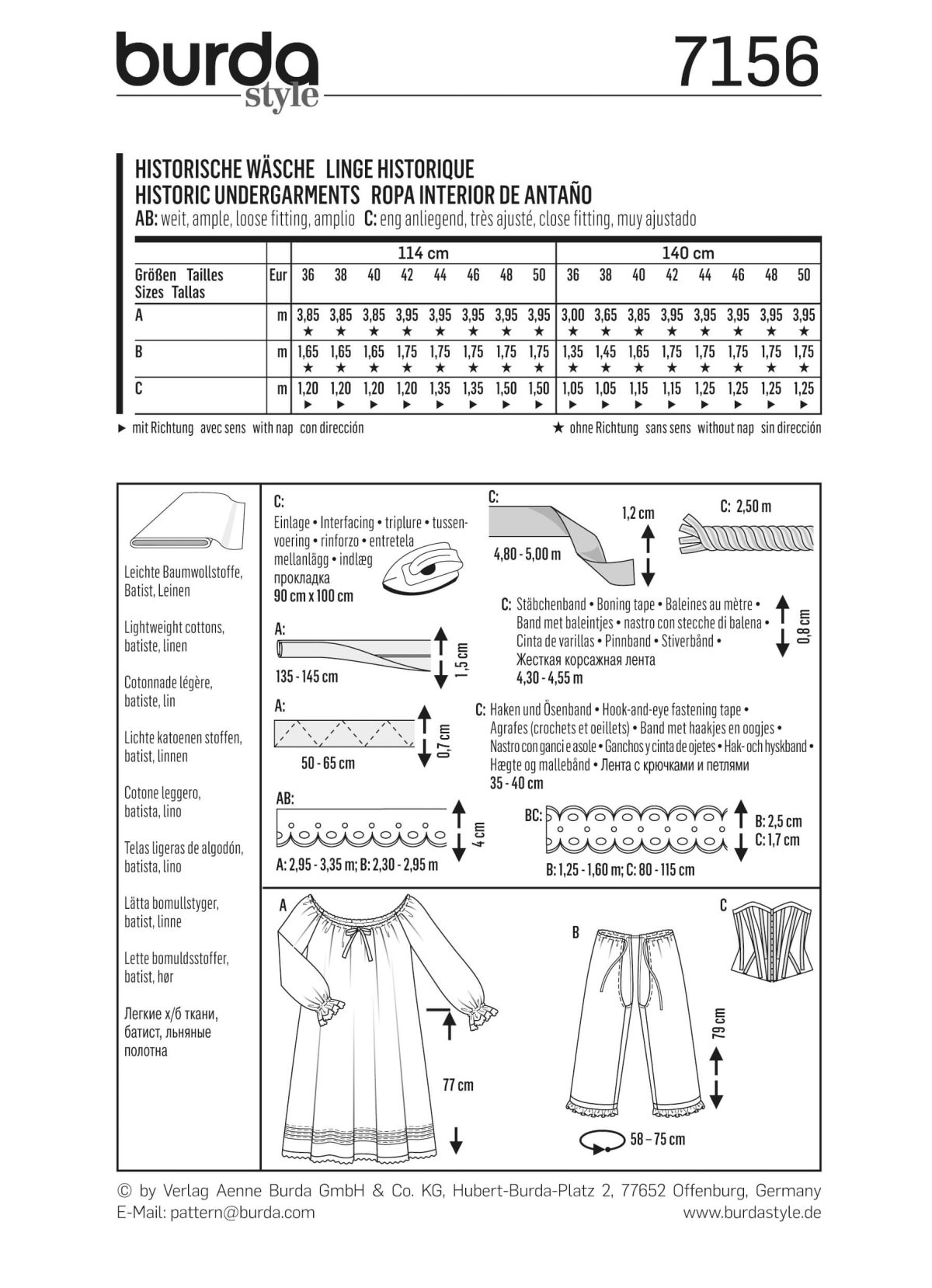 Burda B7156 Burda Style Historic Undergarments - Sewdirect