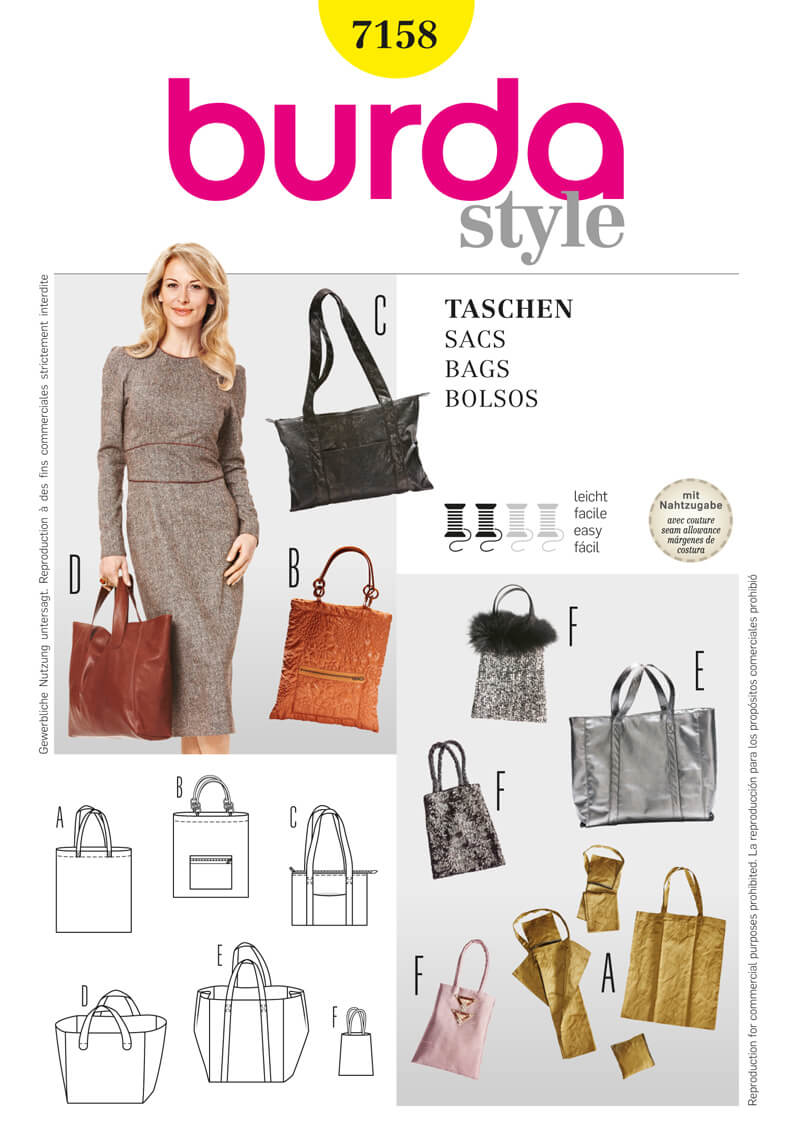 Burda B7158 Shopping Bag Sewing Pattern - Sewdirect