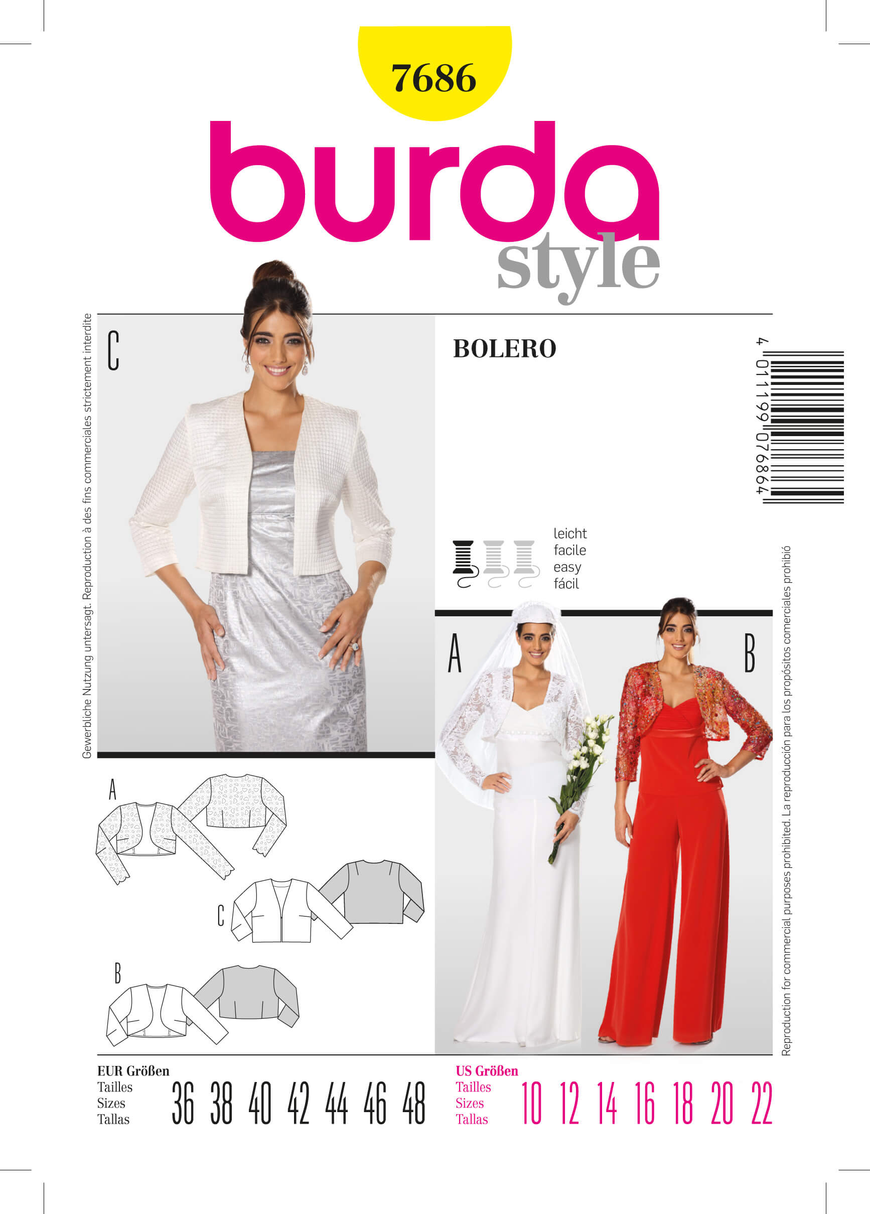 Burda B7686 Burda Style, Bolero - Sewdirect