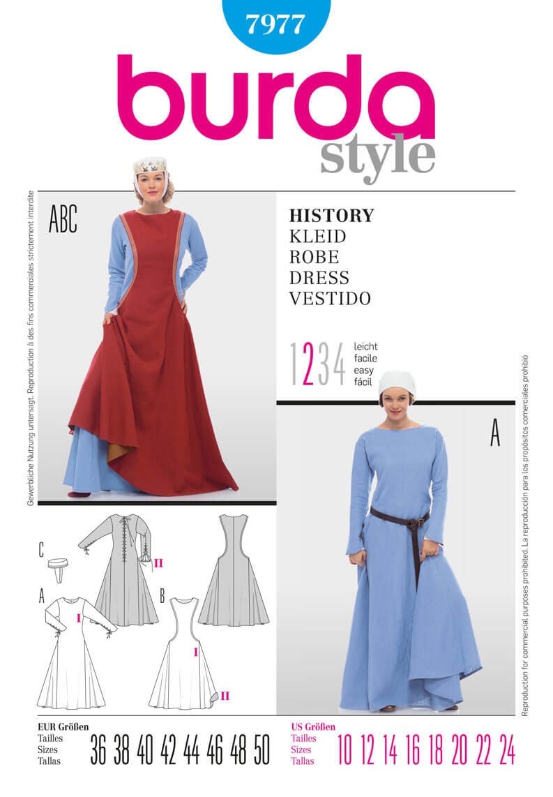 Burda B7977 History Dress Sewing Pattern - Sewdirect