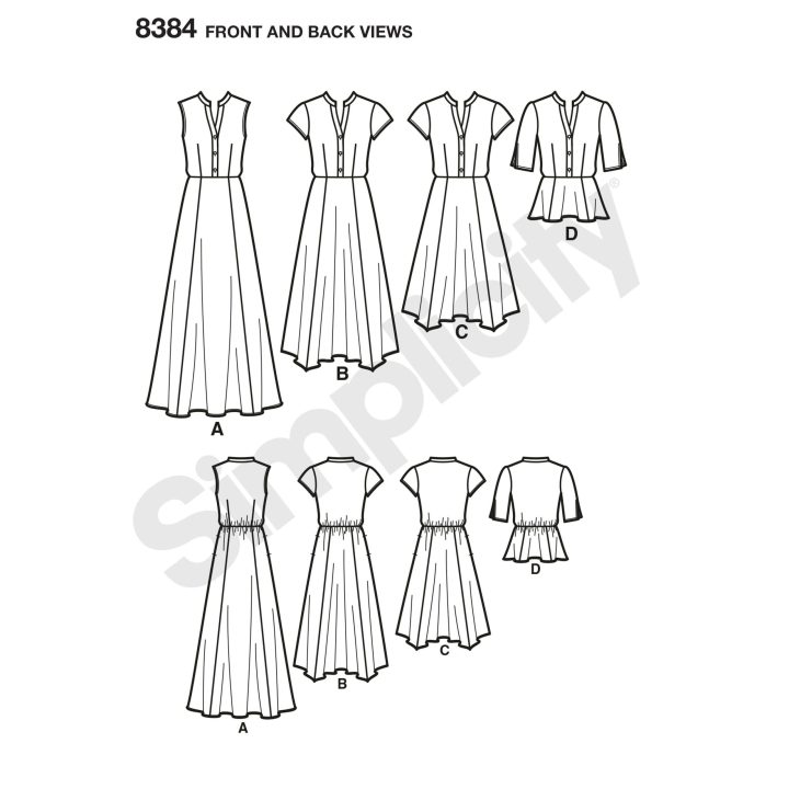 Simplicity Pattern 8384 Misses’ Dress with Length Variations and Top ...