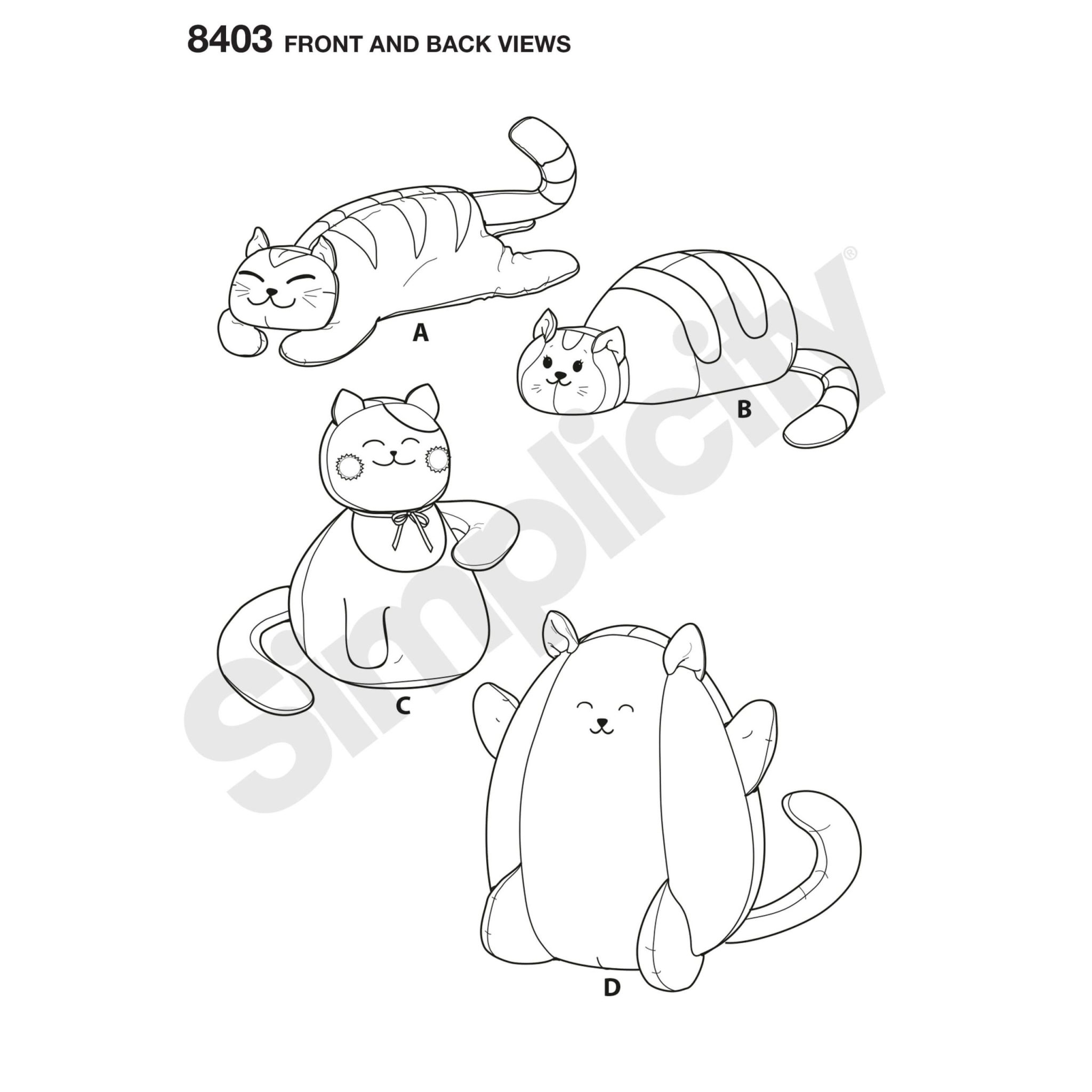 Simplicity Pattern 8403 Stuffed Kitties - Sewdirect