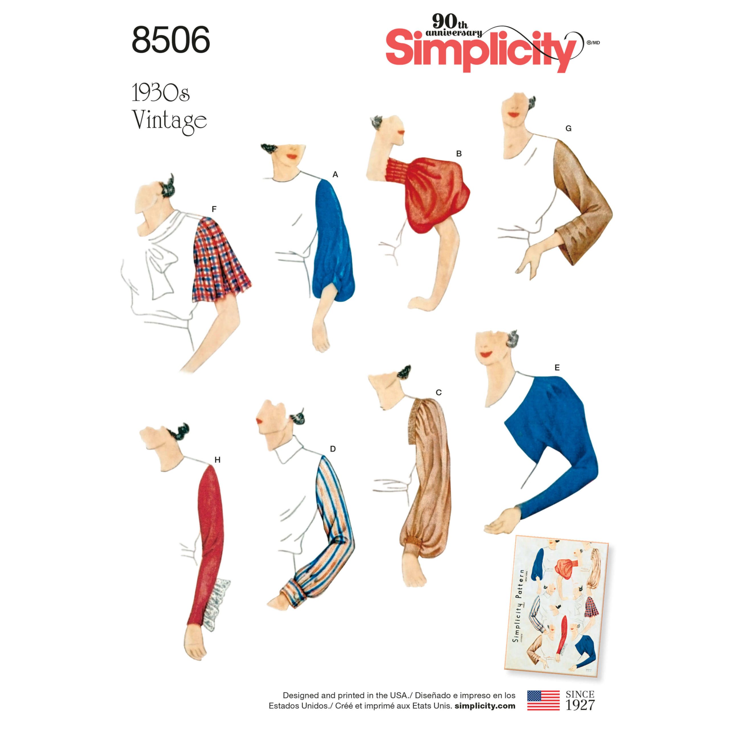 Simplicity Pattern 8506 Misses’ Vintage Set of Sleeves - Sewdirect