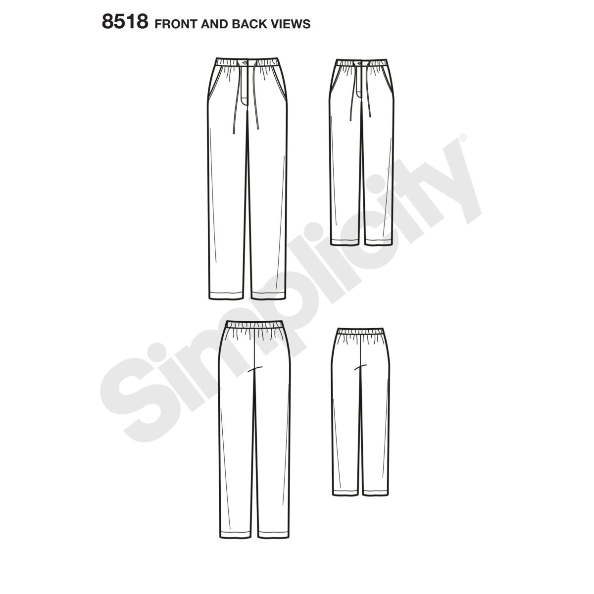 Simplicity Pattern 8518 Girls’ and Misses’ Slim Fit Lounge Trousers ...