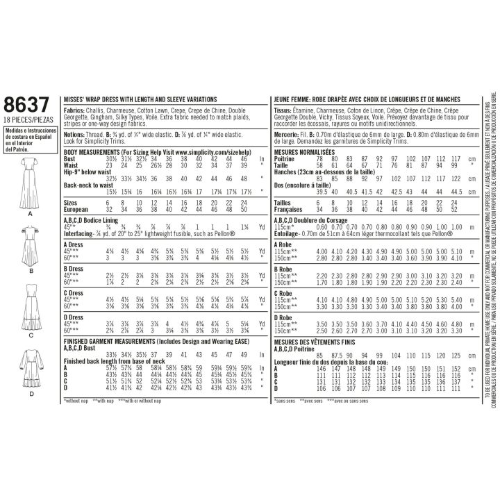 Simplicity Sewing Pattern 8637 Misses’ Wrap Dress - Sewdirect