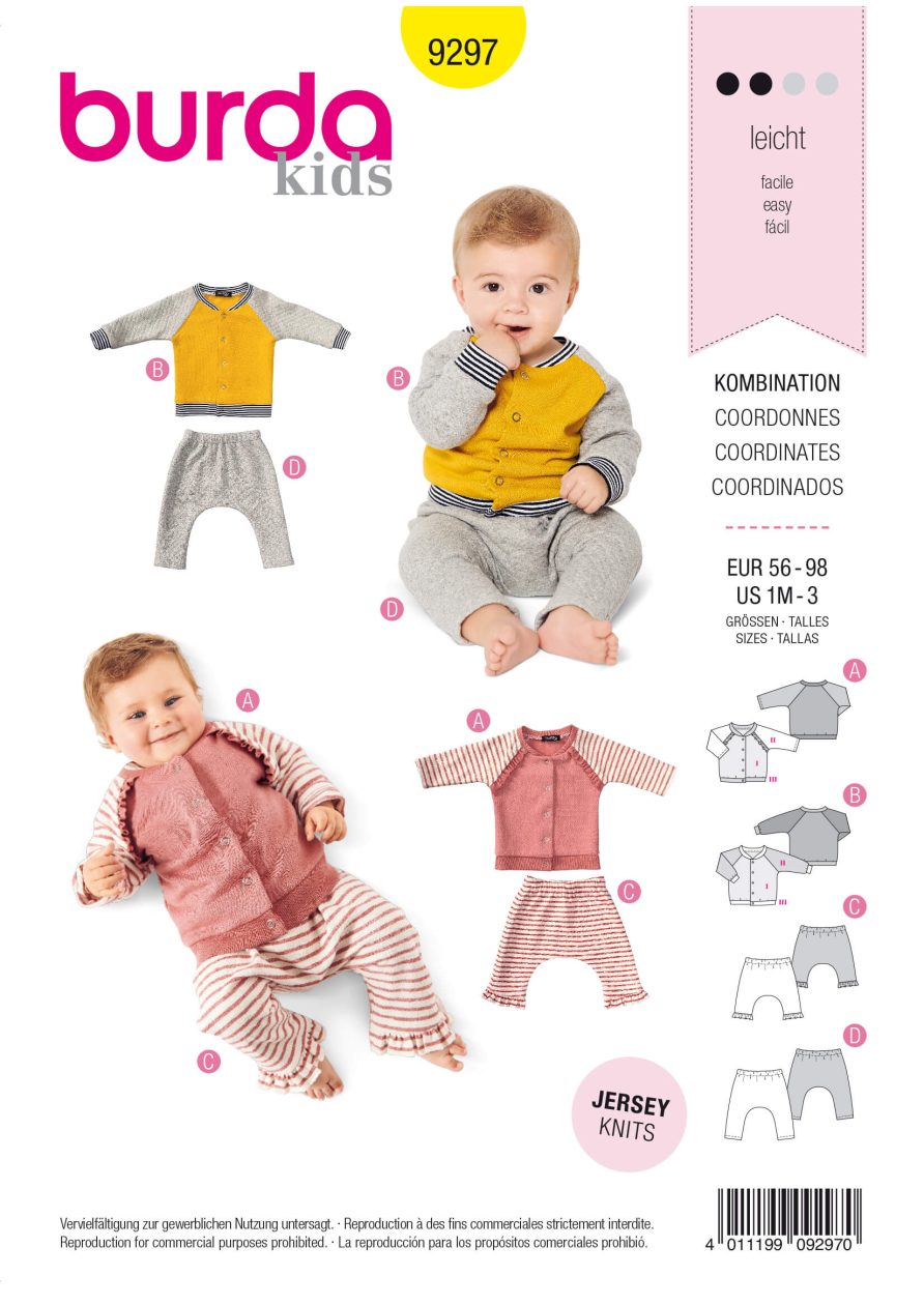 Burda Style Pattern B9297 Babies’ Casual Jackets & Bottoms - Sewdirect