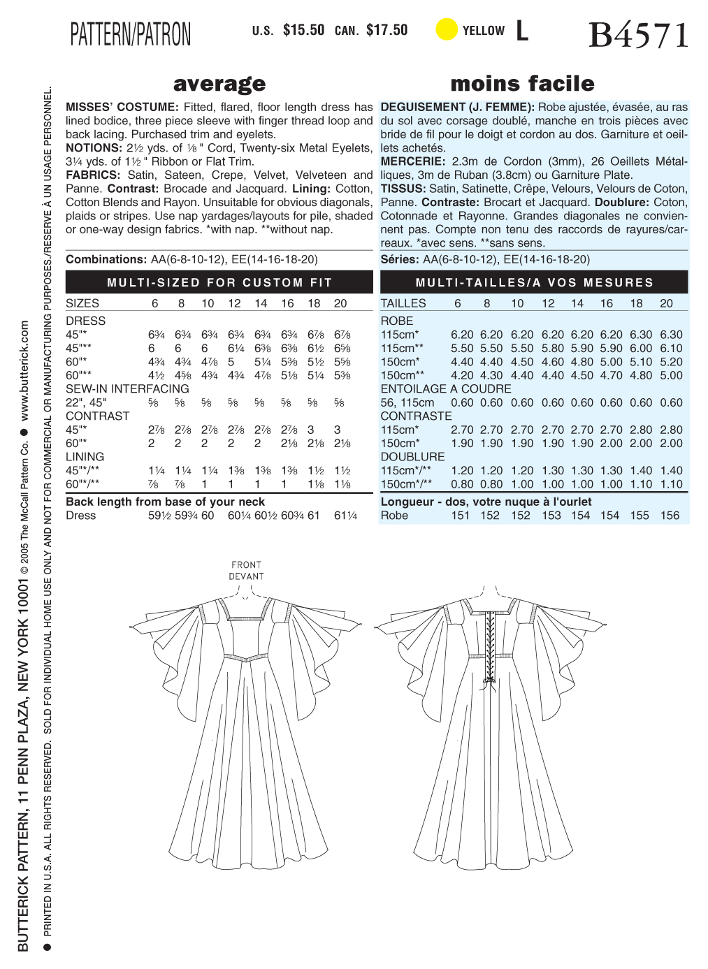 Butterick Sewing Pattern B4571 Misses’ Costume - Sewdirect
