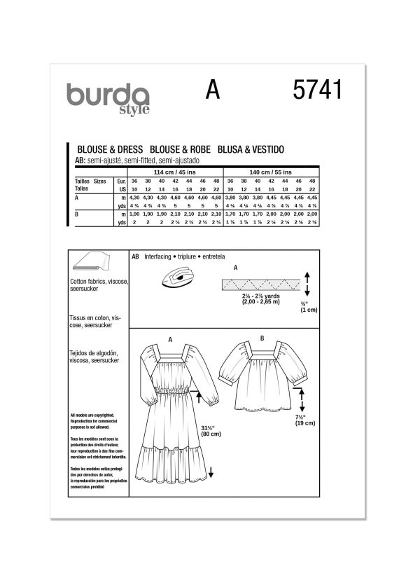 Burda Style Sewing Pattern 5741 Misses’ Blouse & Dress - Sewdirect