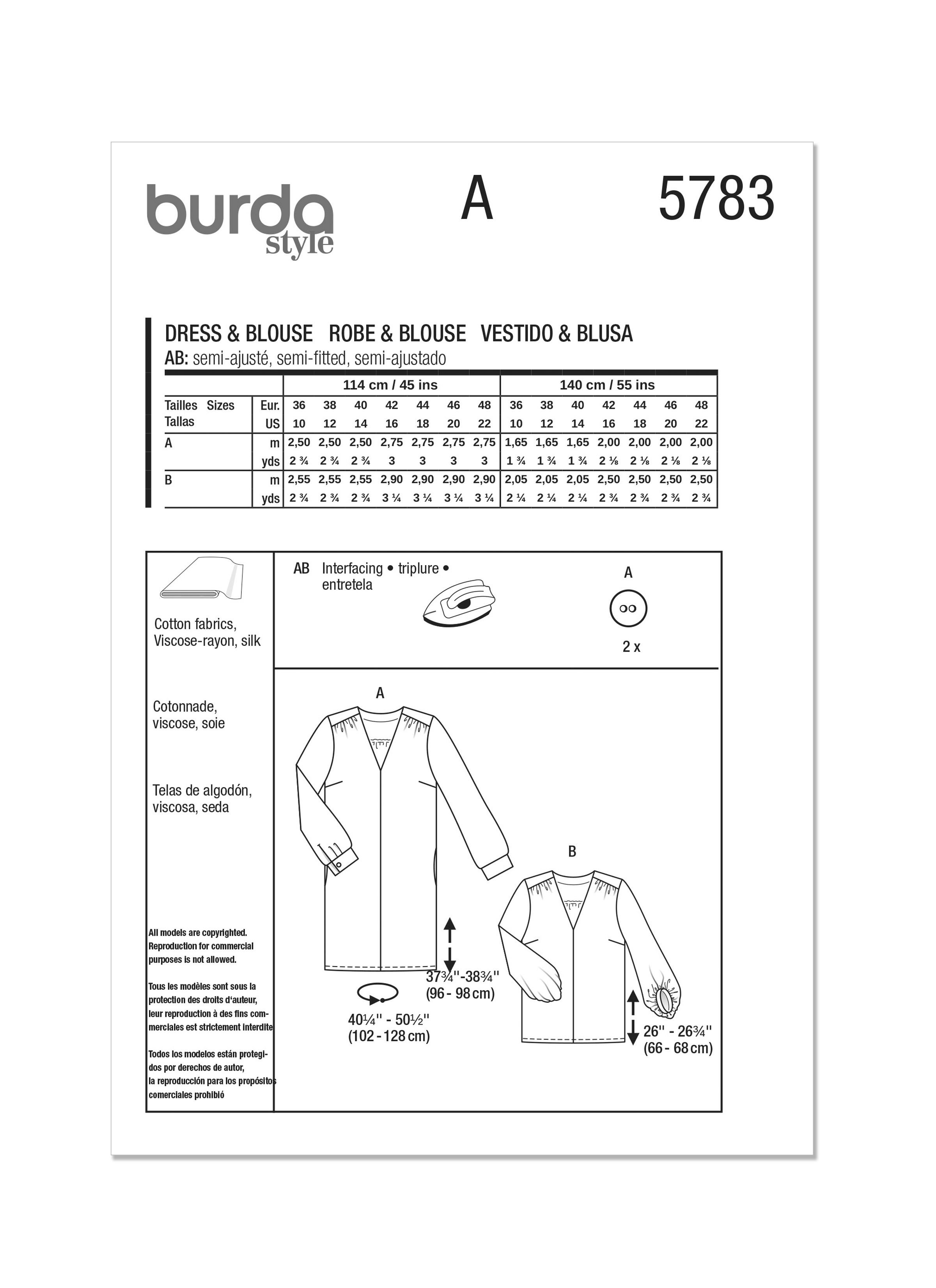 Burda Style Pattern 5783 Misses’ Dress and Blouse - Sewdirect
