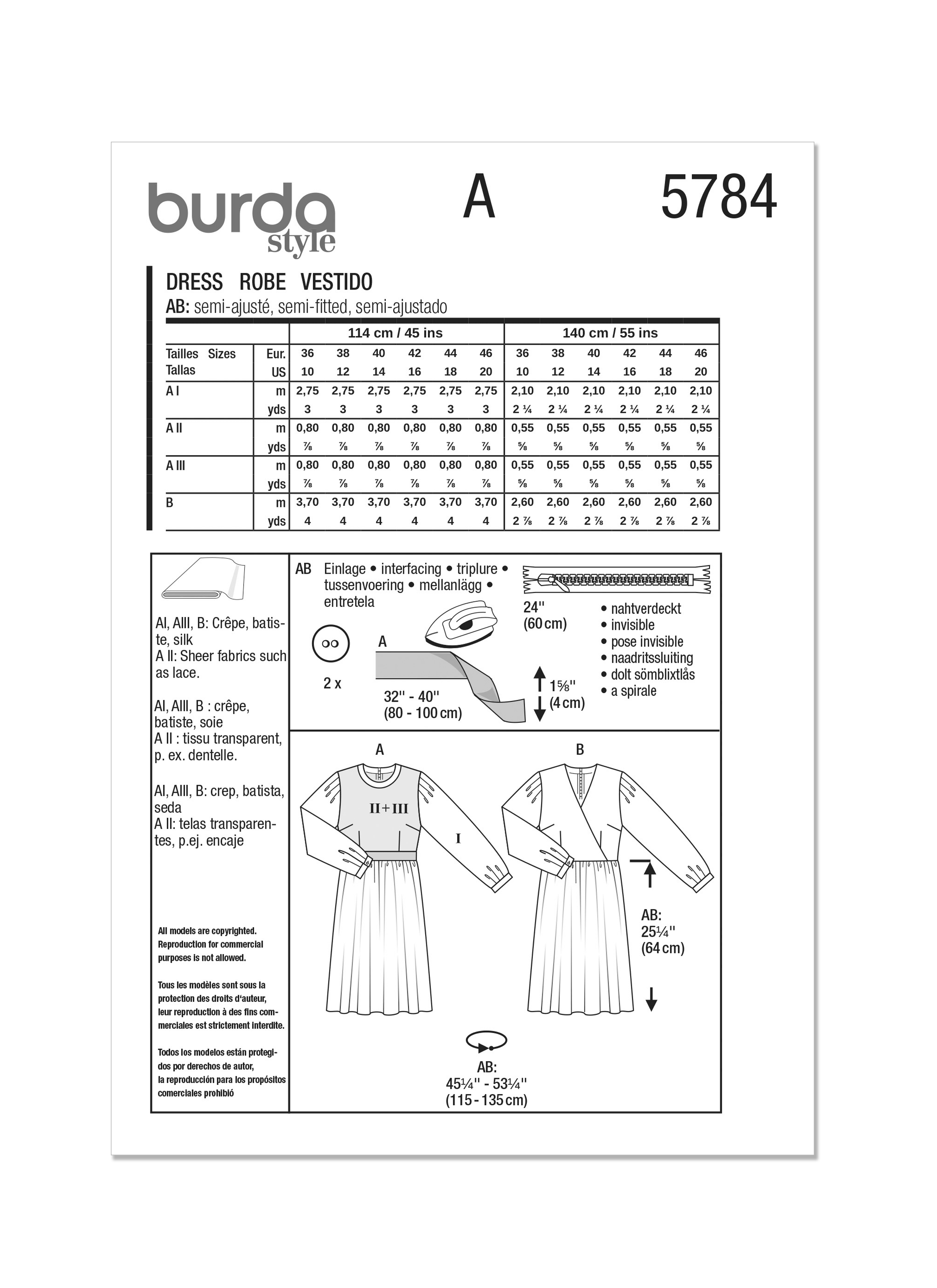 Burda Style Pattern 5784 Misses’ Dress - Sewdirect