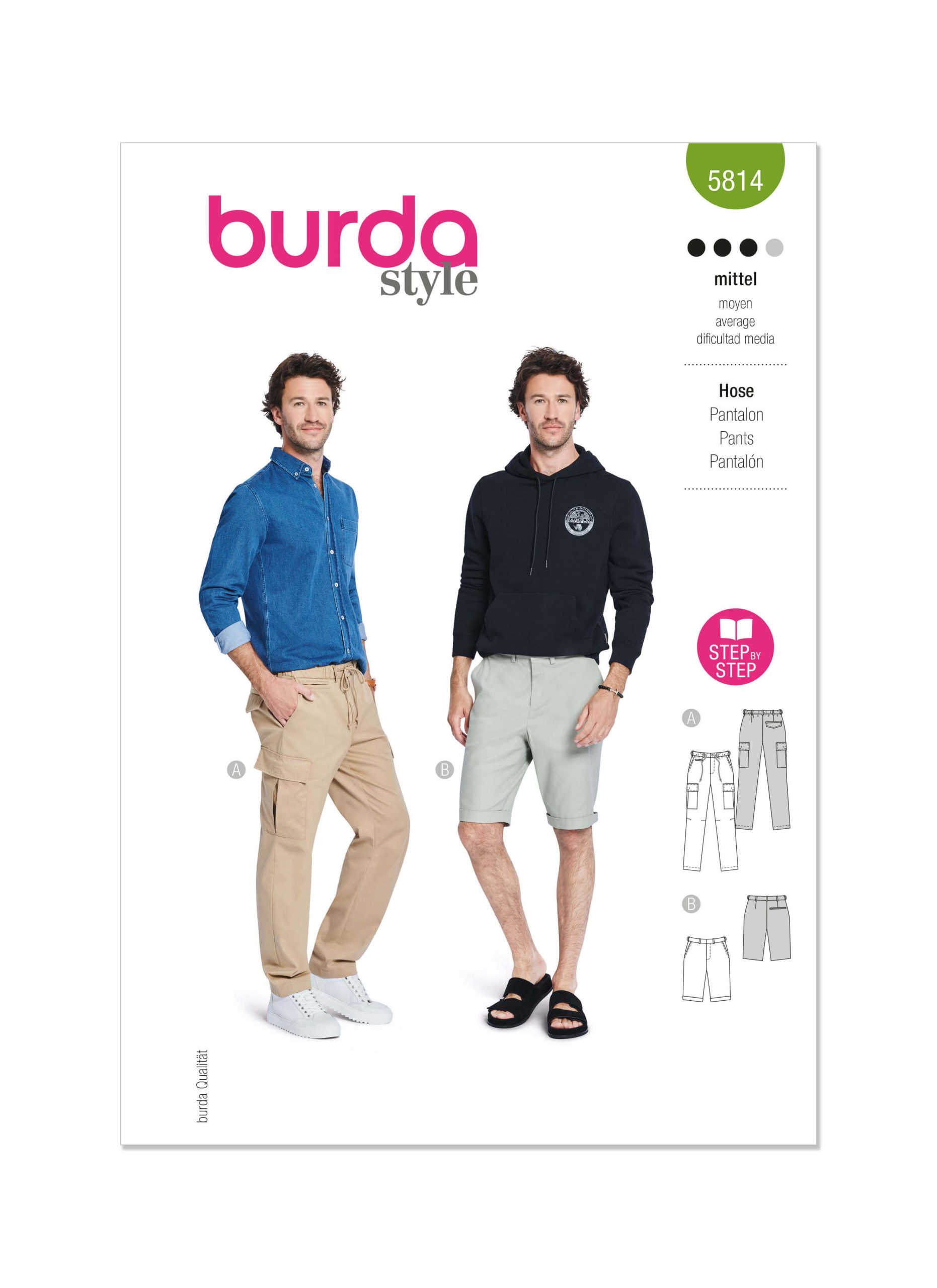 Burda Style Pattern B5814 Men’s Trousers and Shorts - Sewdirect