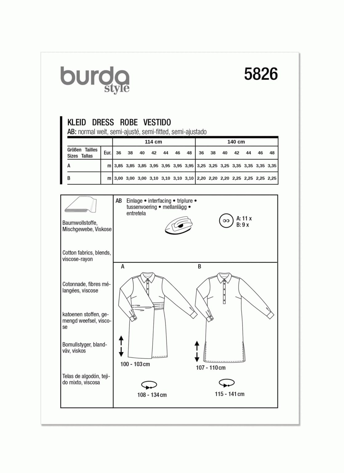 Burda Style Pattern B5826 Misses’ Dress - Sewdirect