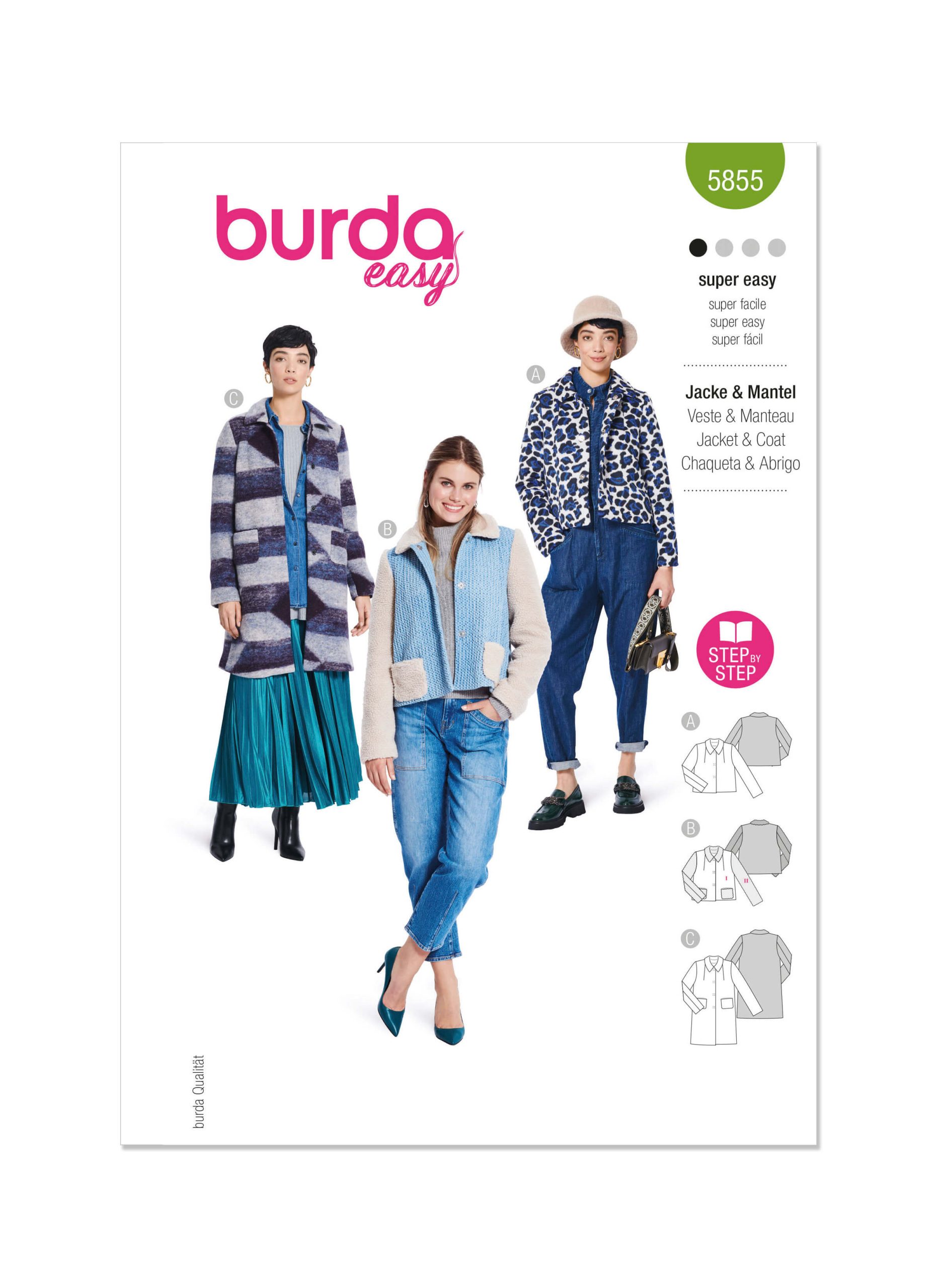Burda Style Sewing Pattern B5855 Misses’ Jacket & Coat - Sewdirect