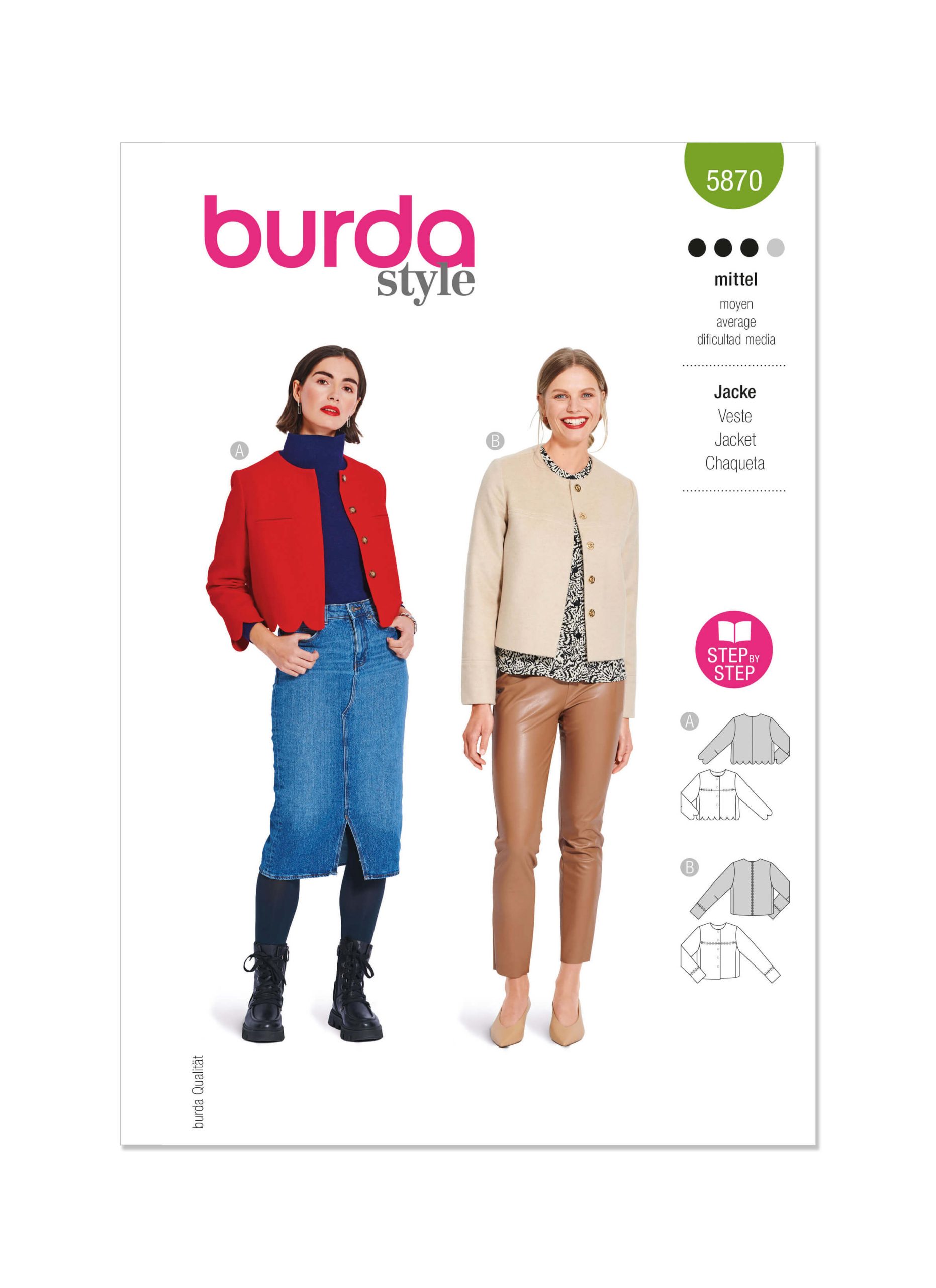 Burda Style Sewing Pattern B5870 Misses’ Jacket - Sewdirect