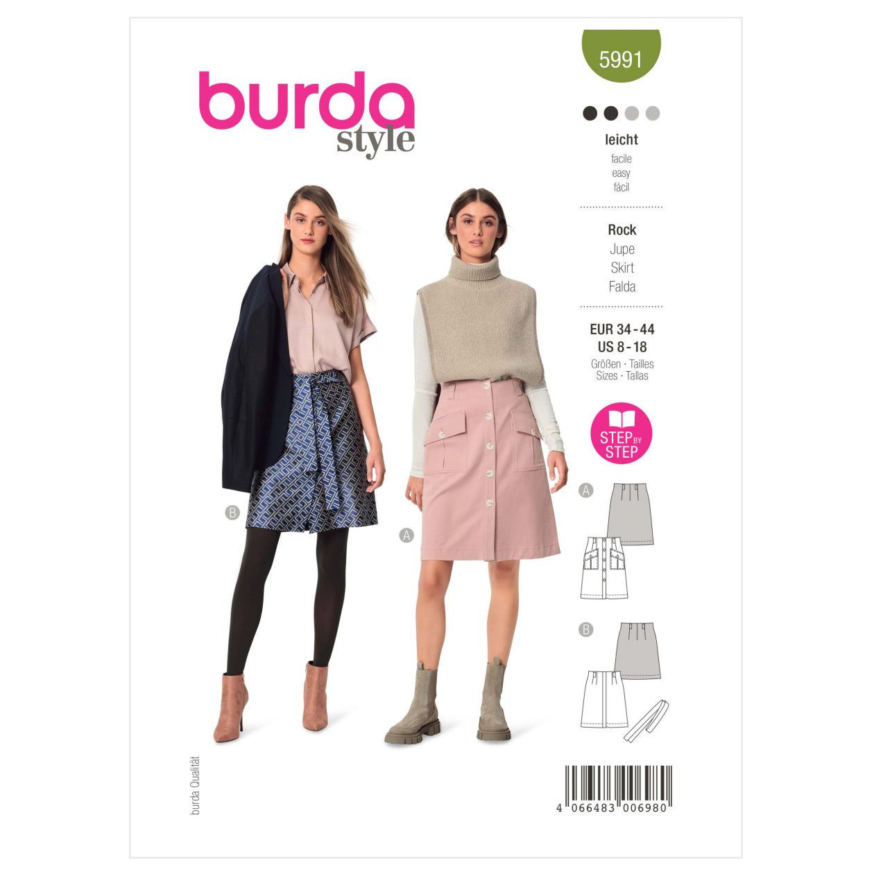 Burda Style Pattern B5991 Misses’ Front Fastening Skirt - Sewdirect