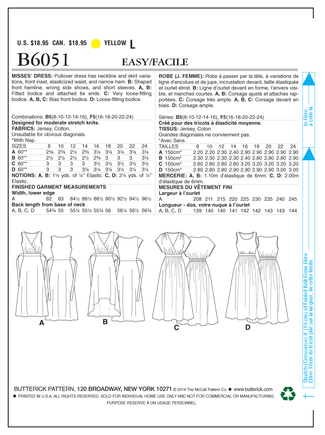 Butterick Sewing Pattern B6051 Misses’ Dress - Sewdirect