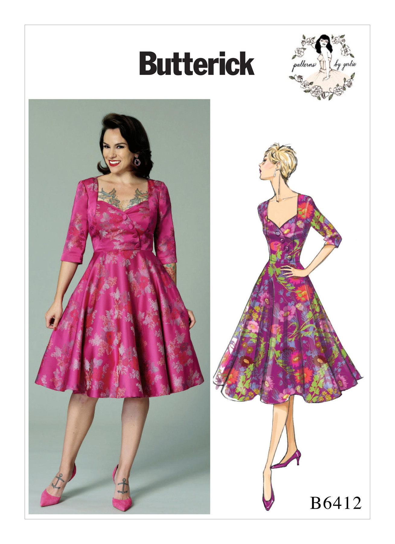 Butterick B6412 Sewing Pattern Misses’ Sweetheart-Neckline, Full ...