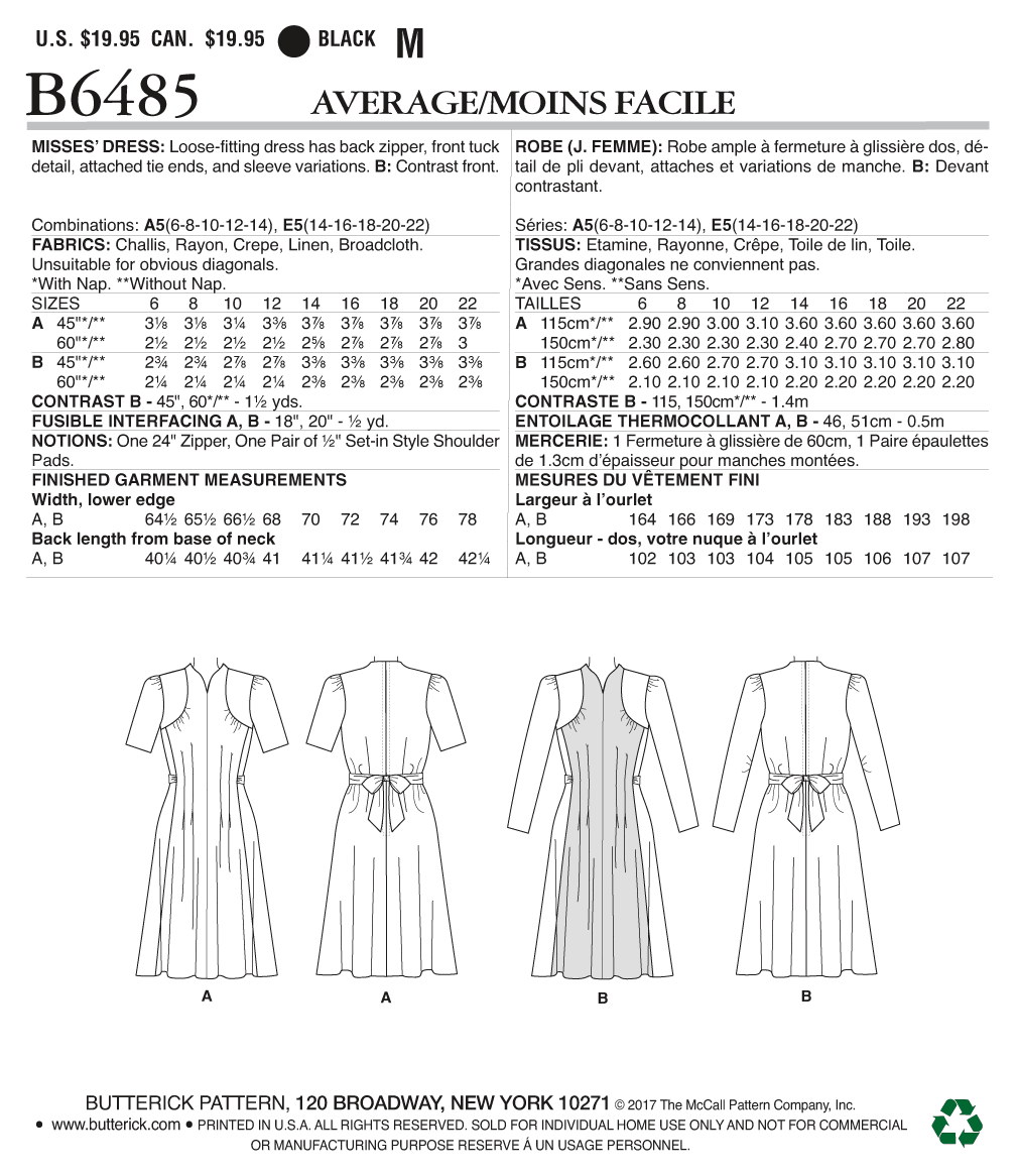 Butterick Sewing Pattern B6485 Misses’ Dresses with Shoulder and Bust ...