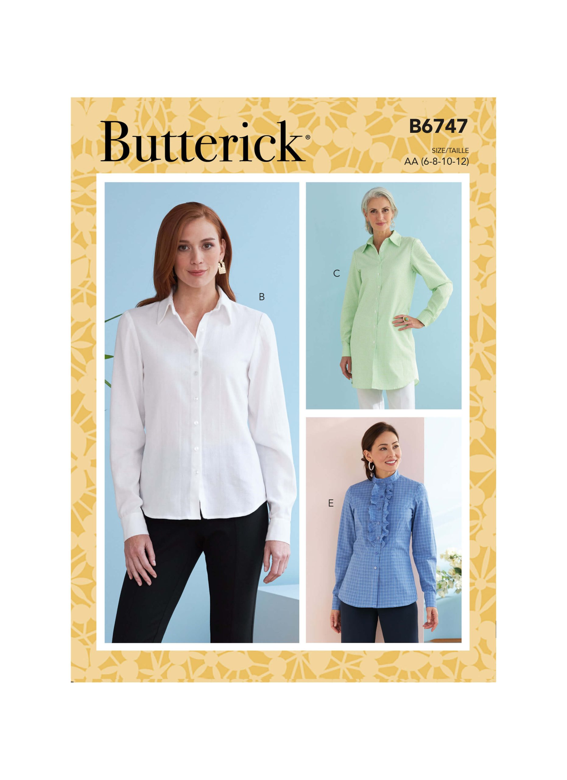 Butterick Sewing Pattern B6747 Misses’ Button-Down Collared Shirts ...