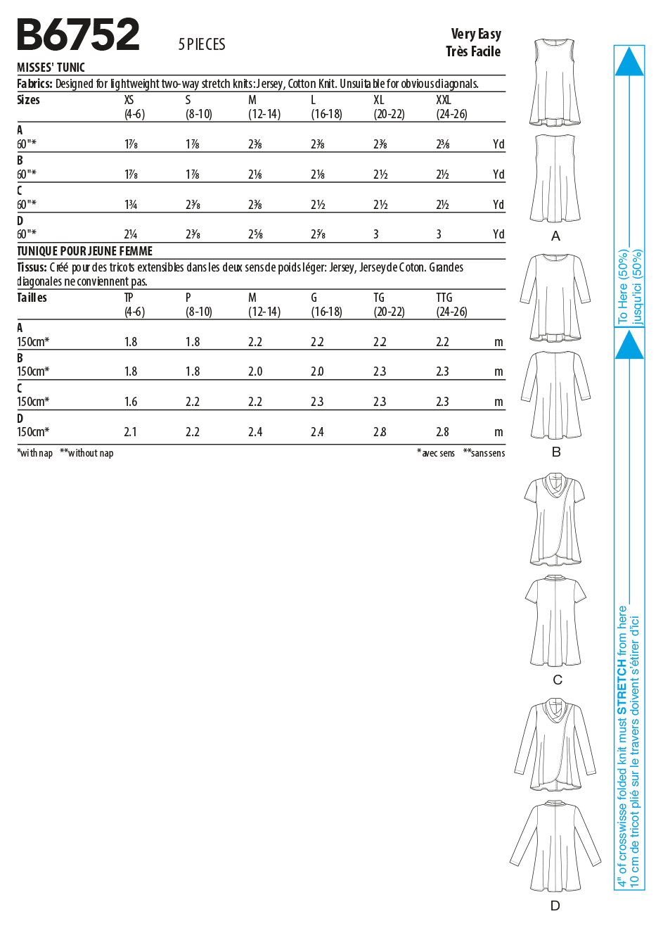 Butterick Sewing Pattern B6752 Misses’ Fit and Flare Knit Tunics ...