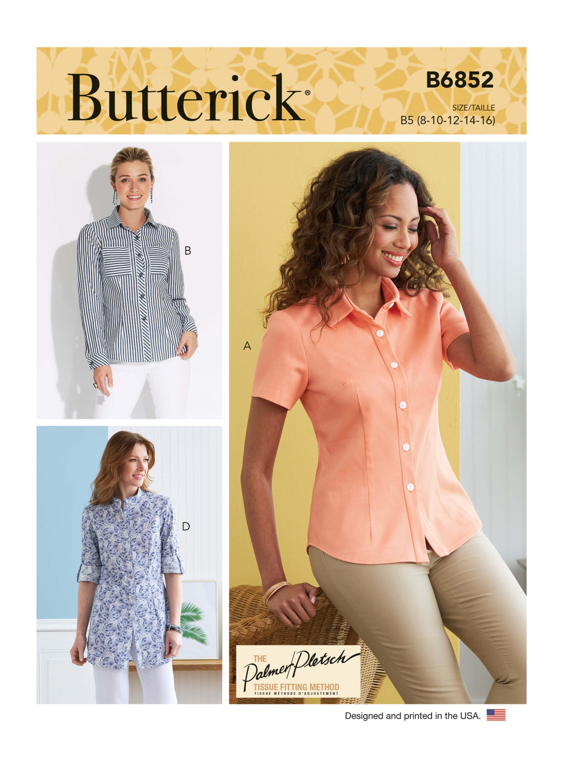 Butterick Sewing Pattern B6852 Misses’ Button-Down Shirts With Collar ...