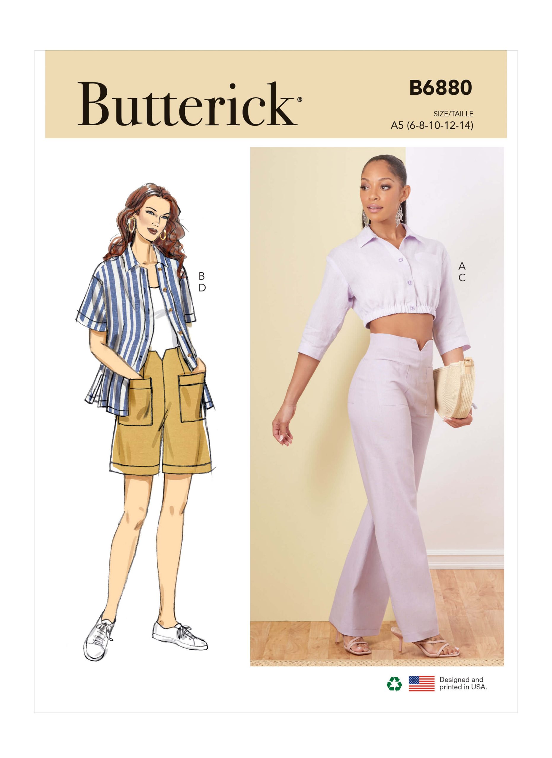 Butterick Sewing Pattern B6880 Misses’ Shirts, Trousers and Shorts ...