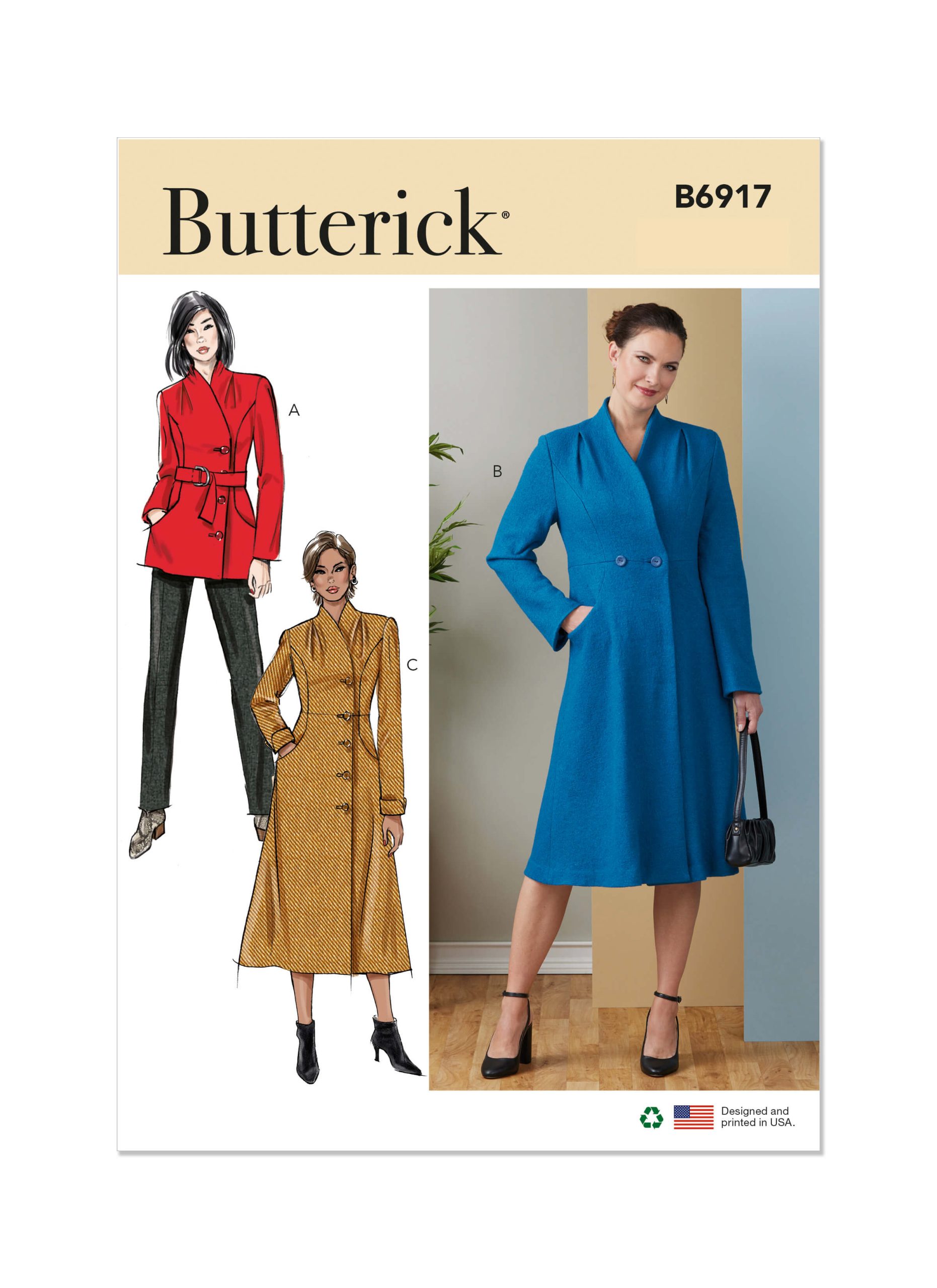 Butterick Sewing Pattern B6917 Misses’ Coat - Sewdirect