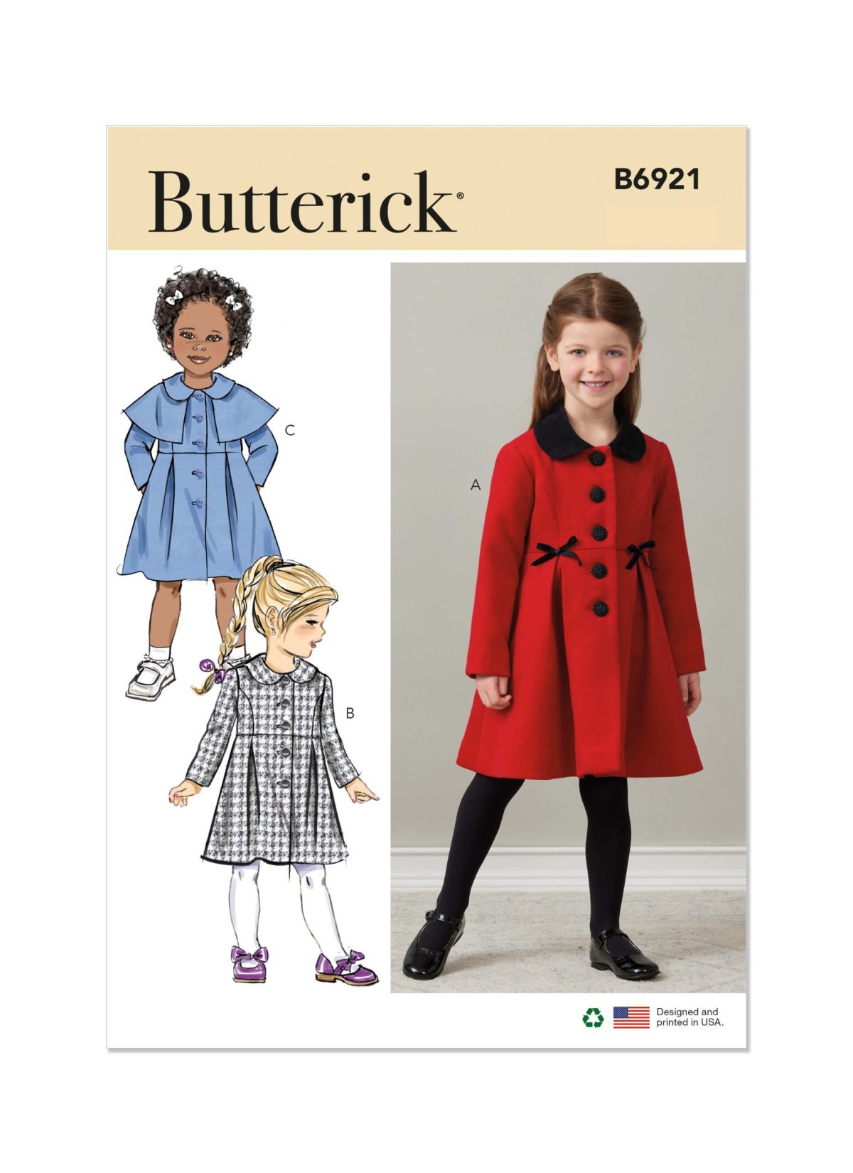 Butterick Sewing Pattern B6921 Children’s Coat - Sewdirect