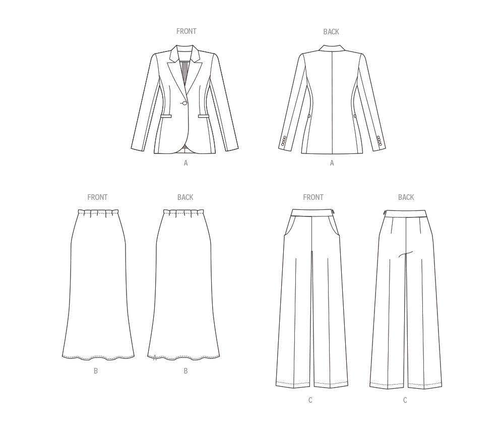 Butterick Sewing Pattern B6933 Misses’ Jacket, Skirt and Trousers ...