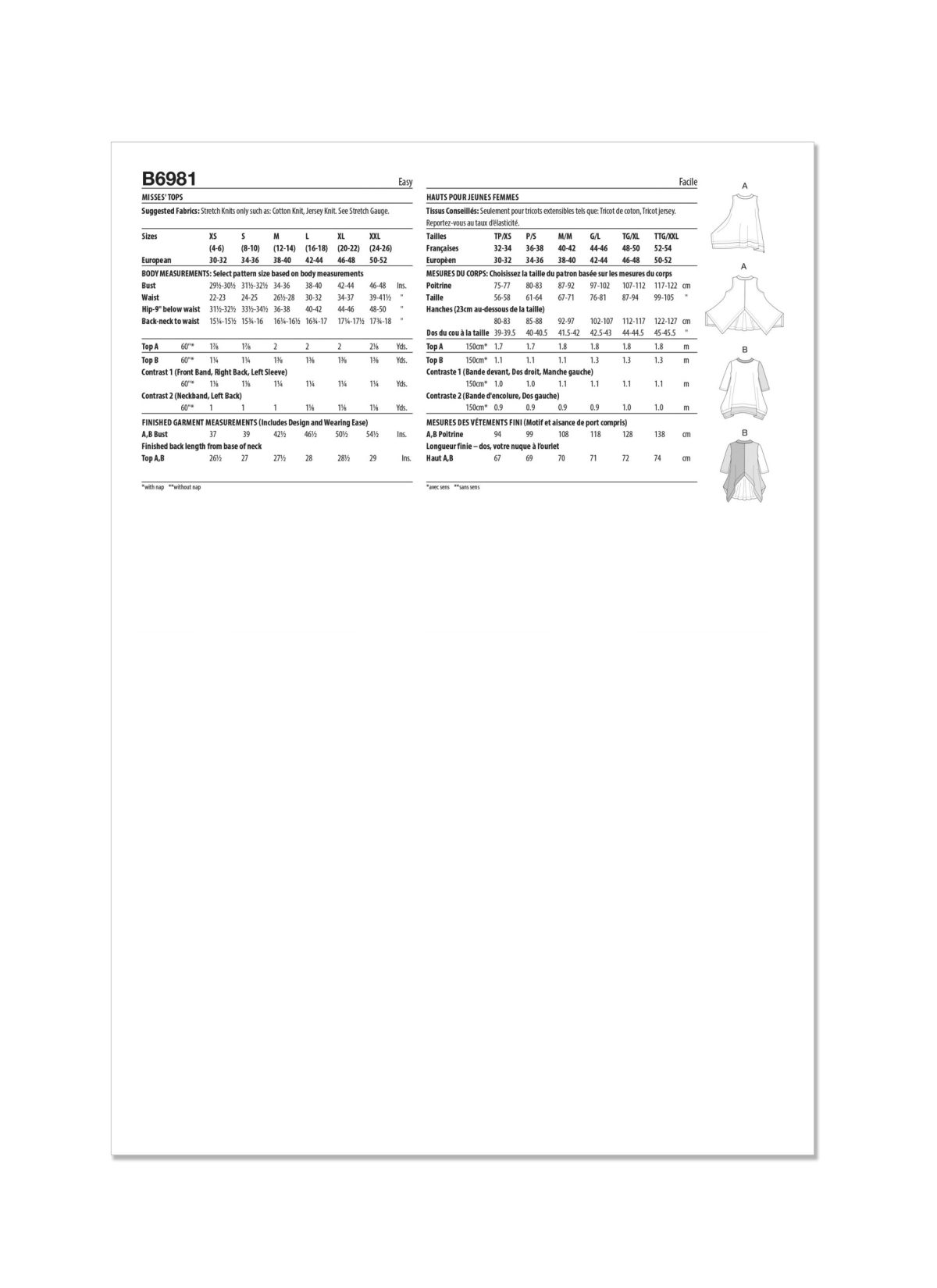 Butterick Sewing Pattern B6981 Misses’ Tops by Katherine Tilton - Sewdirect