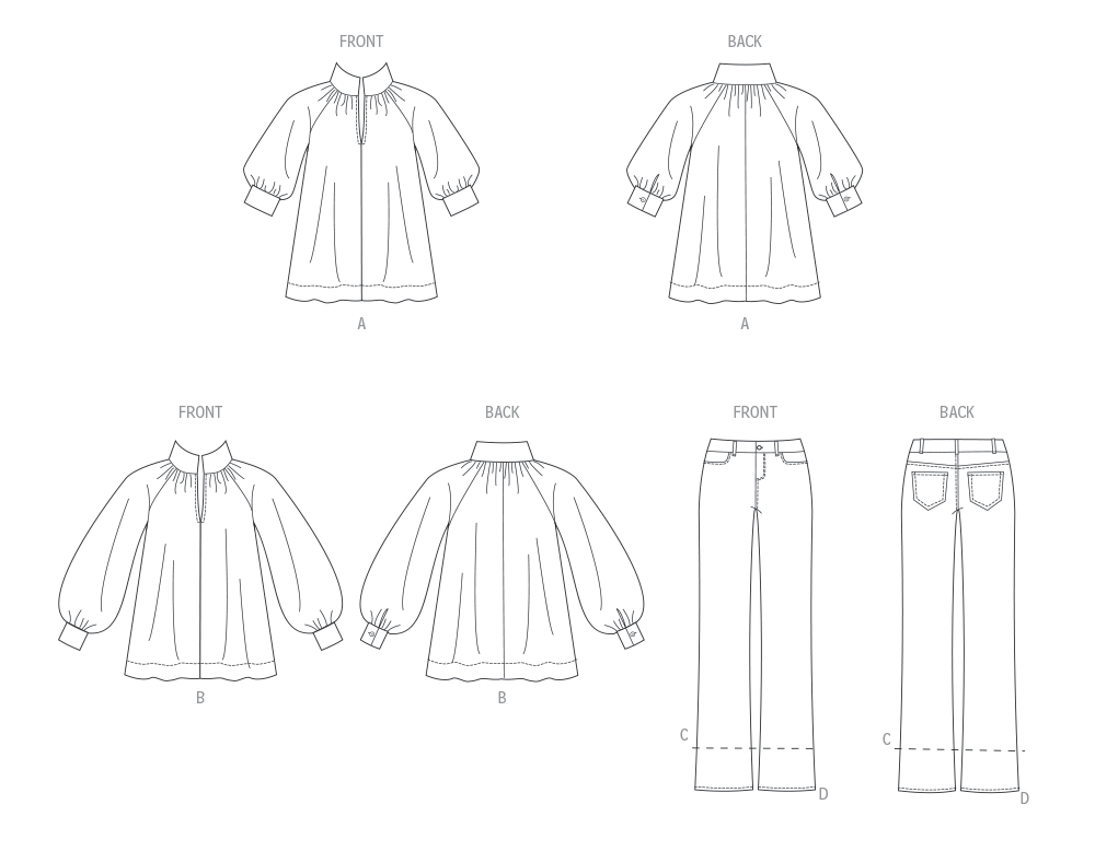 Butterick Sewing Pattern B6982 Misses’ Tunics and Jeans - Sewdirect